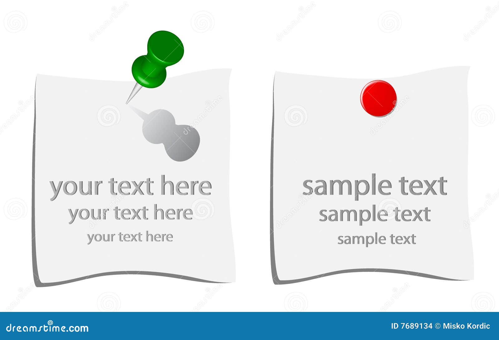 Push pins with notes stock vector. Illustration of colorful - 7689134