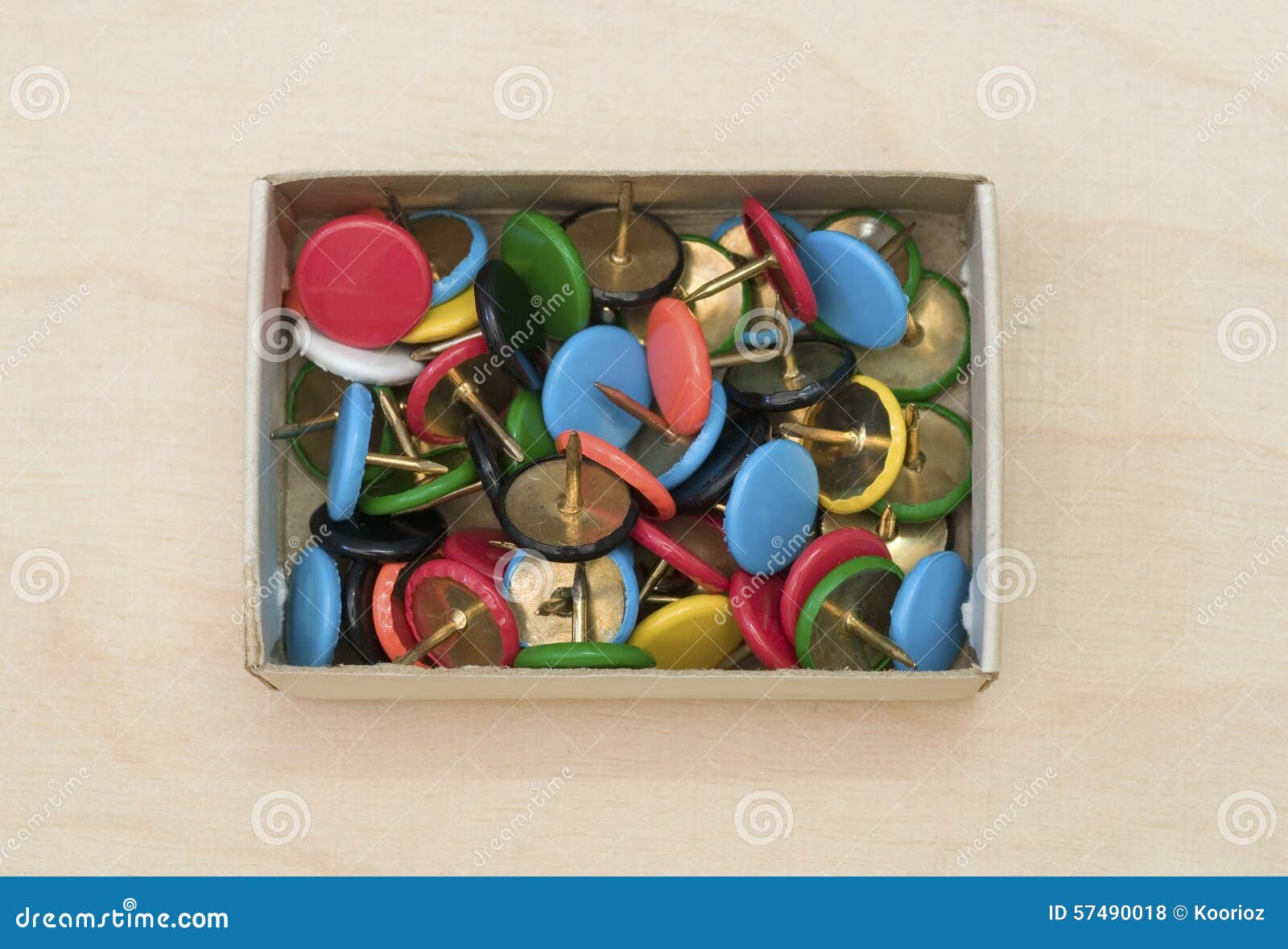Push Pins in Paper Box stock photo. Image of pins, push - 57490018