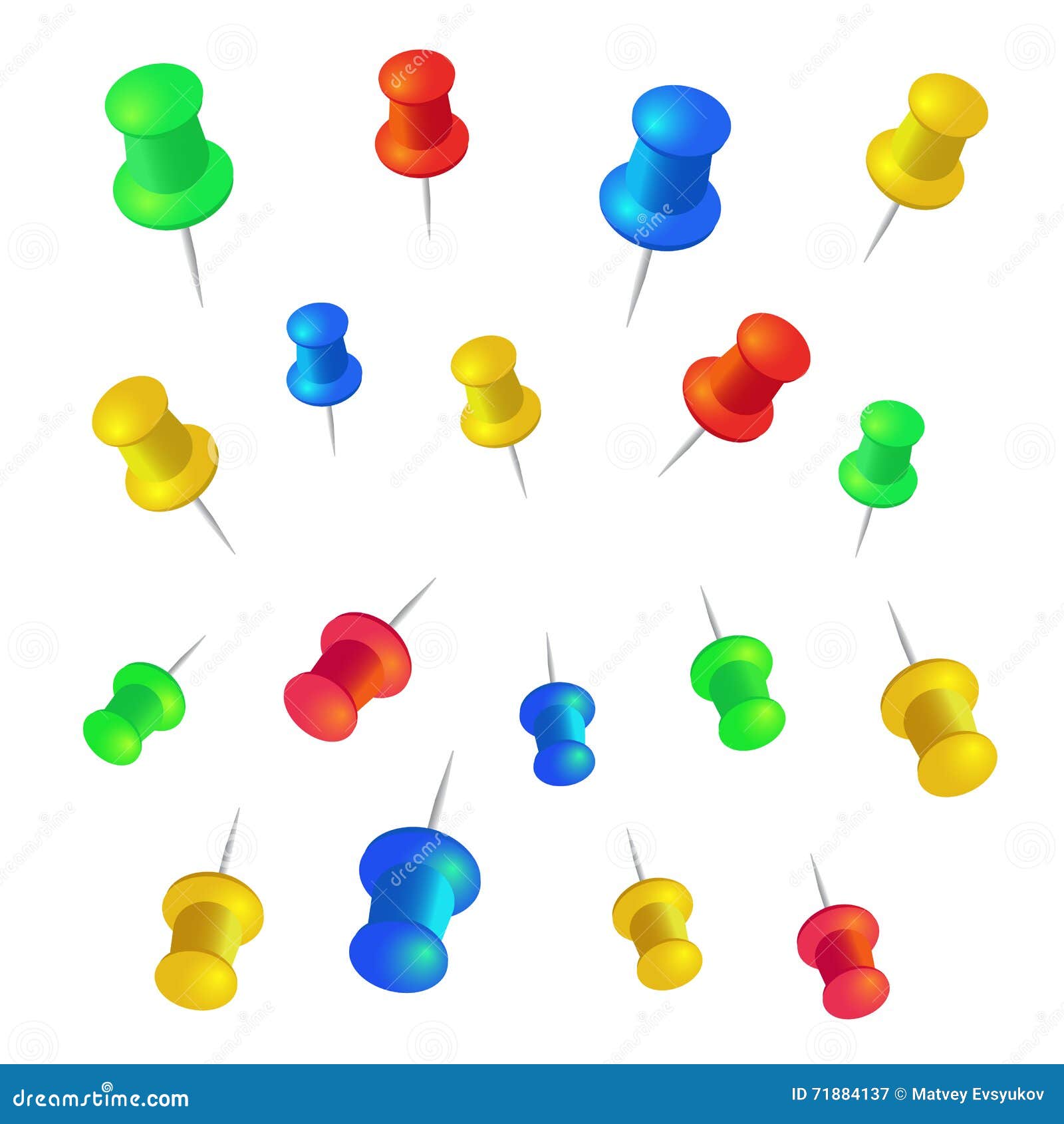 Push pins set stock illustration. Illustration of marker - 71884137