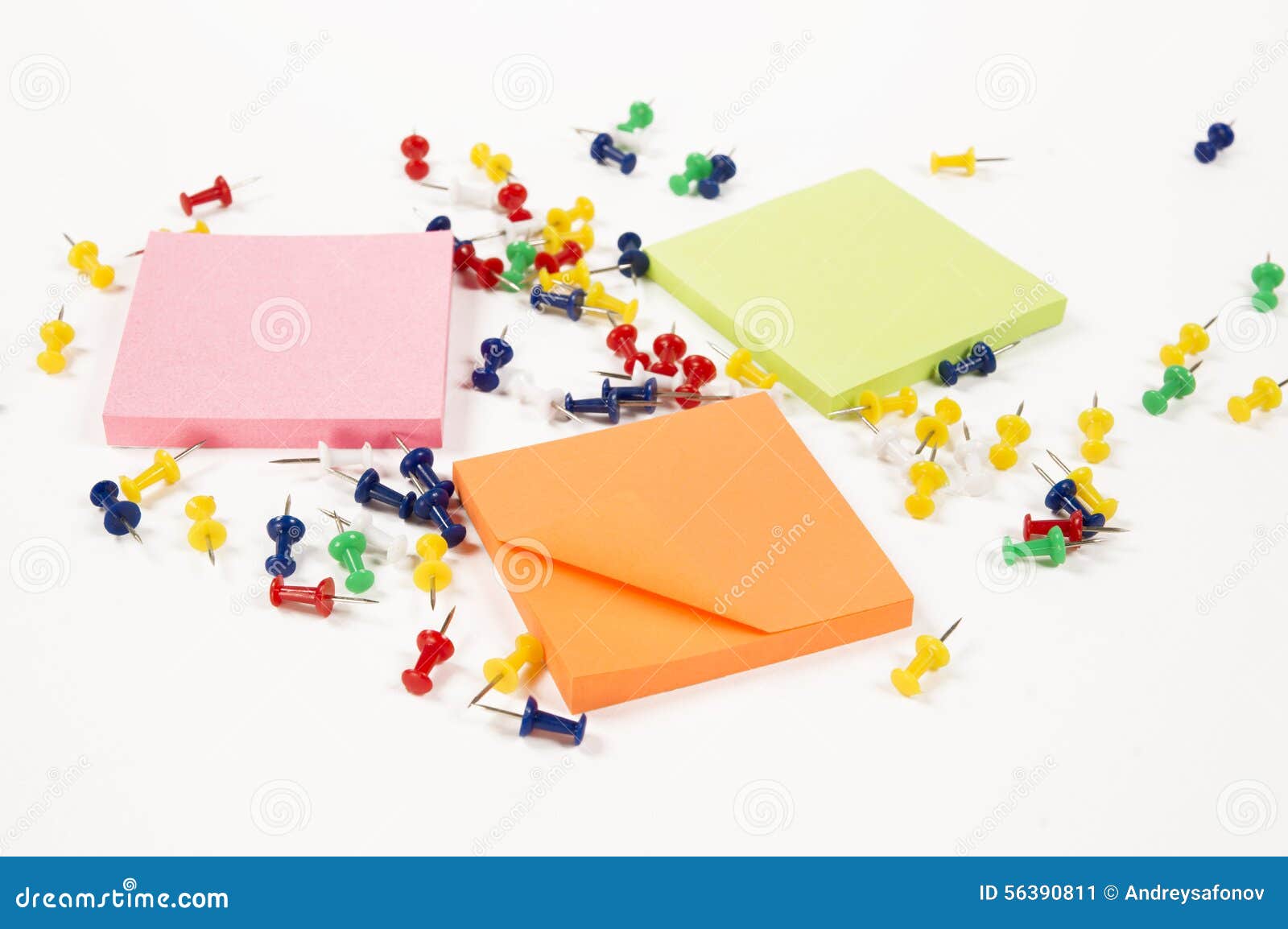 Push Pins with Stickers on White Background Stock Image - Image of ...