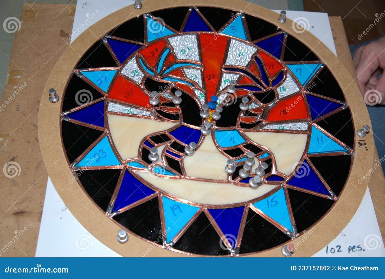 Stained Glass: Push Pins are Used To Maintain the Design Stock Photo ...