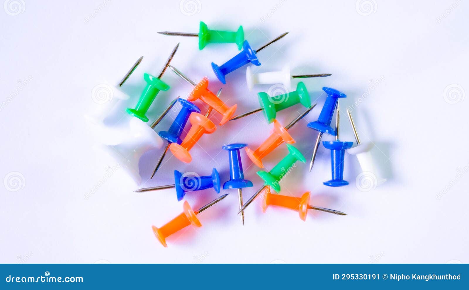 Push Pins, Various Colors, White Background, Macro Photography Stock ...