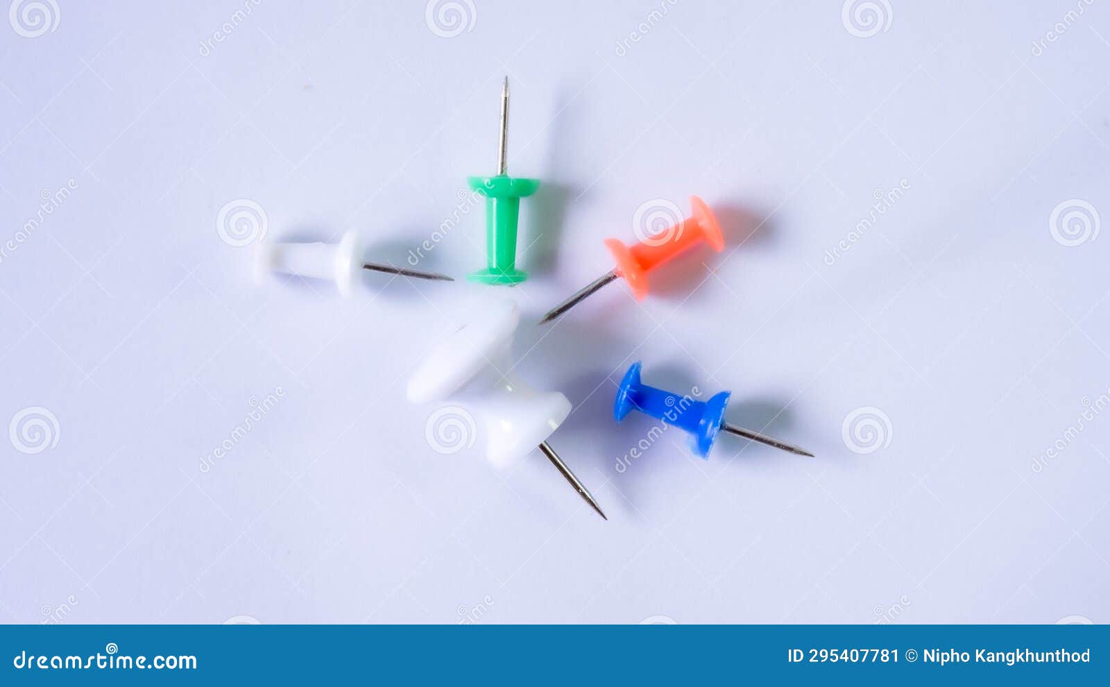 Push Pins, Various Colors, White Background, Macro Photography Stock ...