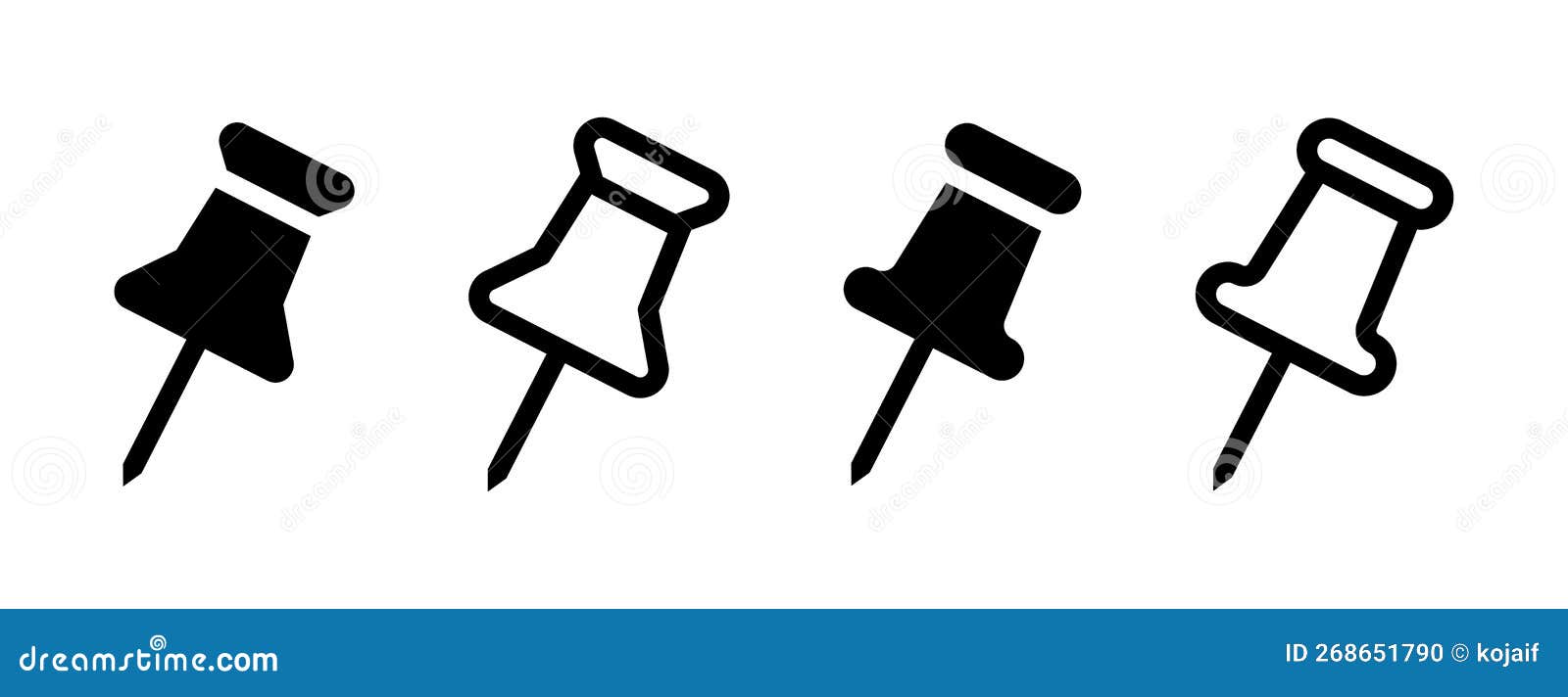 Push Pins Vector Icon Set. Pin for Notes in Different Angles Symbol ...