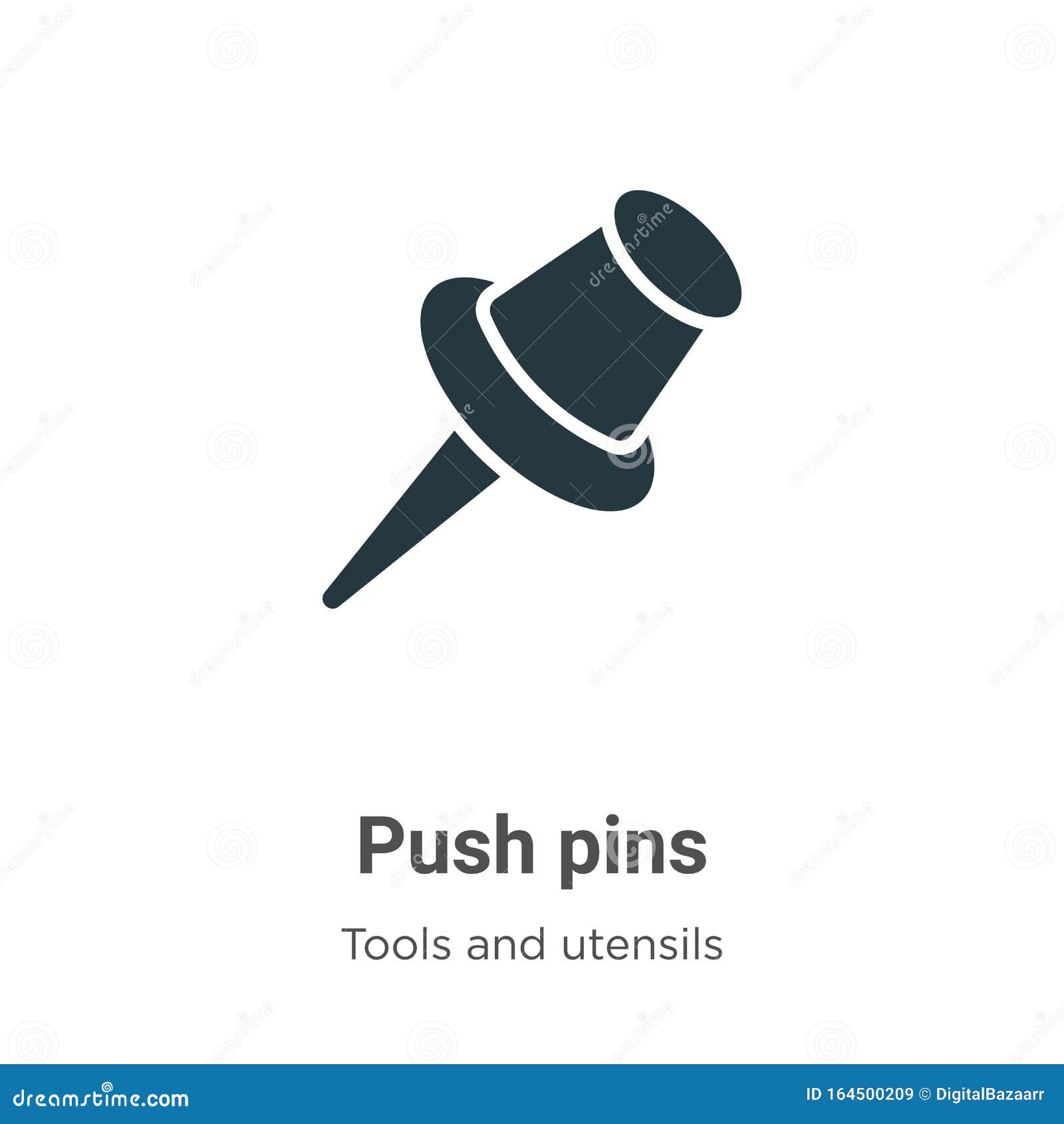 Push Pins Vector Icon on White Background. Flat Vector Push Pins Icon ...