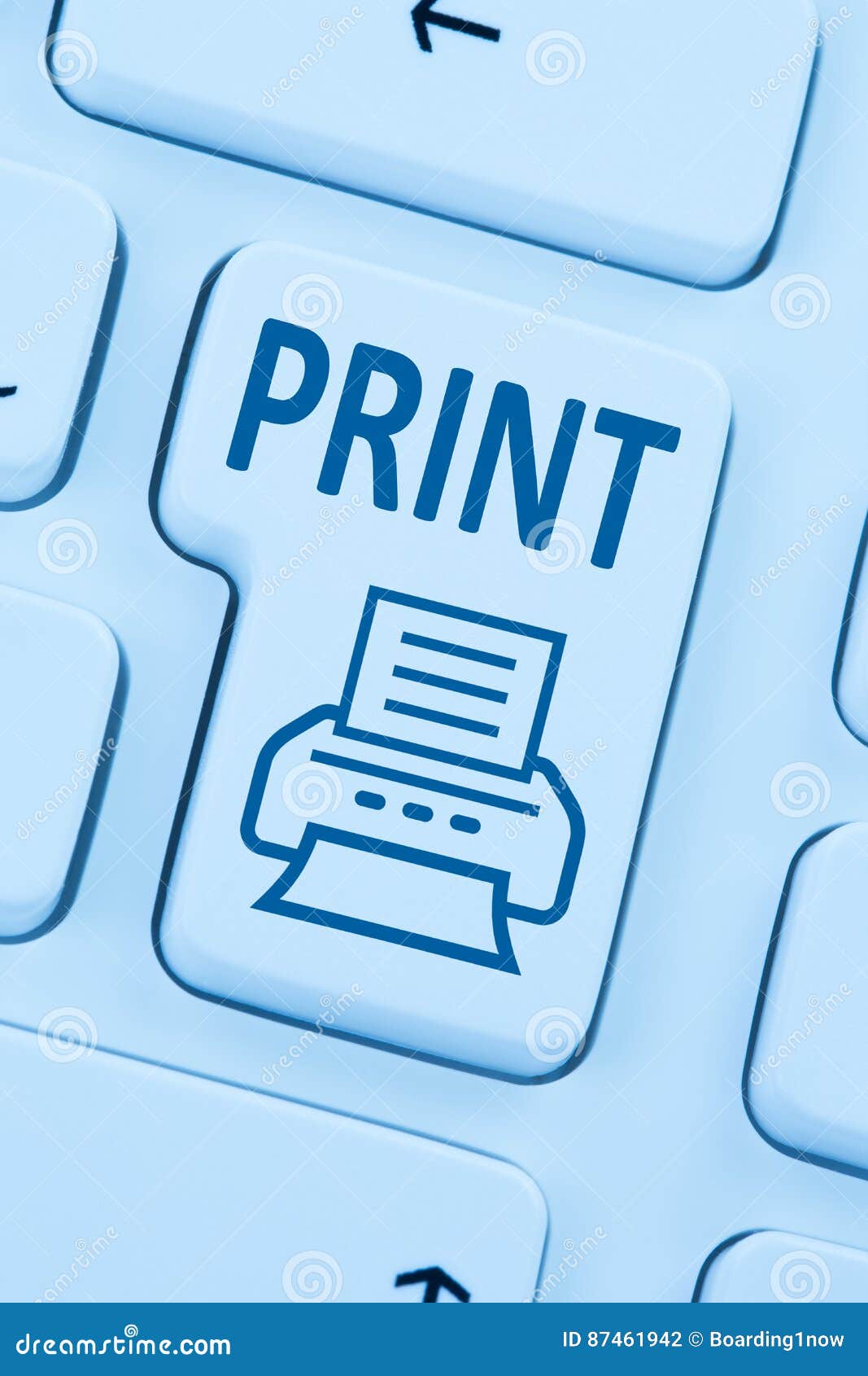 Push Print Button Printing Printer Blue Computer Web Stock Photo ...