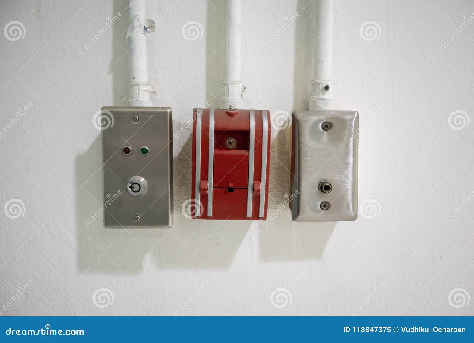 Push in Pull Down Switch in Case of Fire and Emergency Door Rele Stock ...
