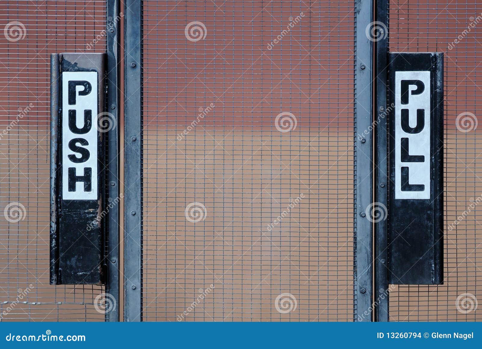 Push and Pull Signs on Gate Stock Photo - Image of closeup, fences ...