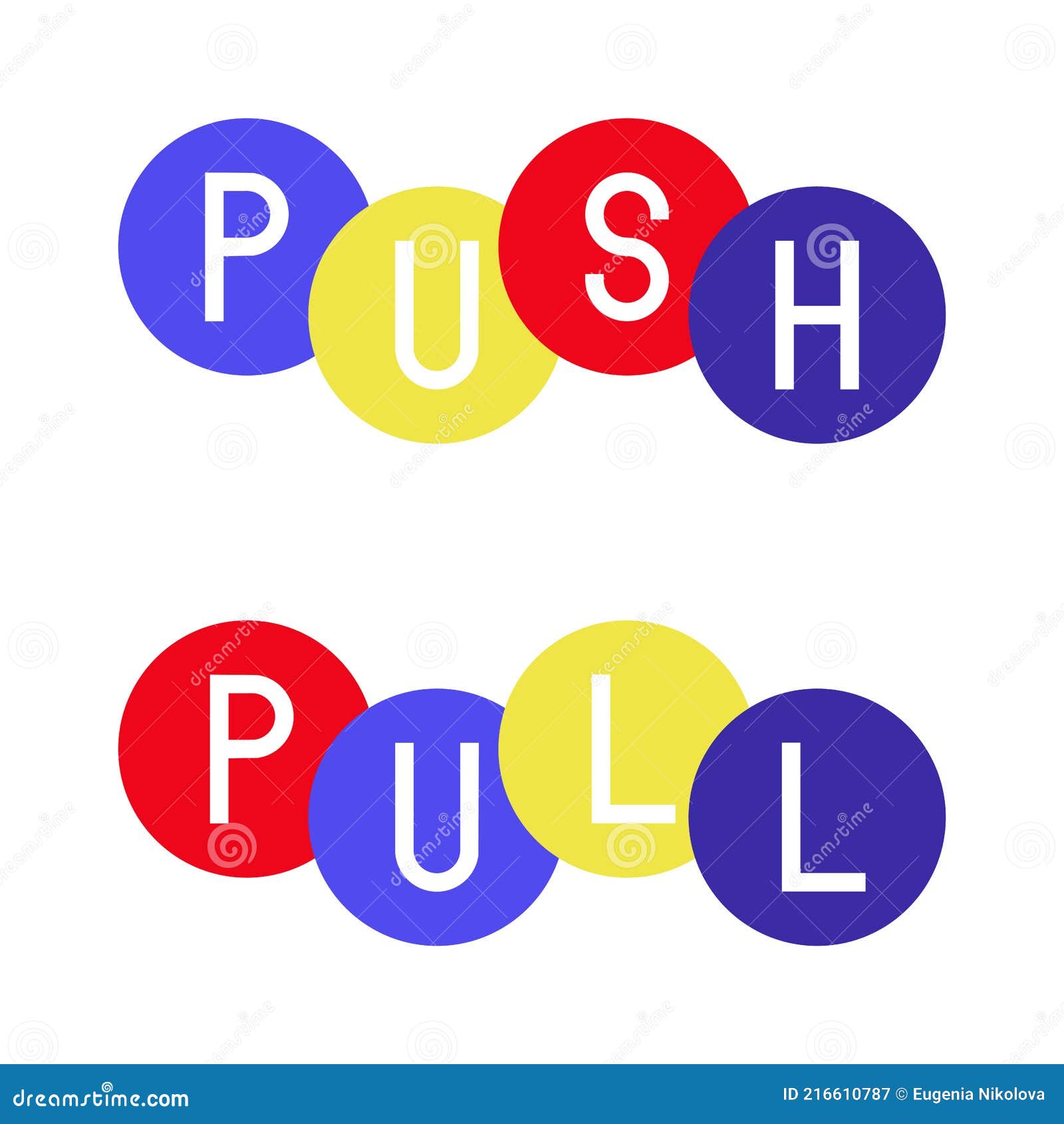 Push and Pull Signs, Icons Isolated on White Background. Stock Vector ...