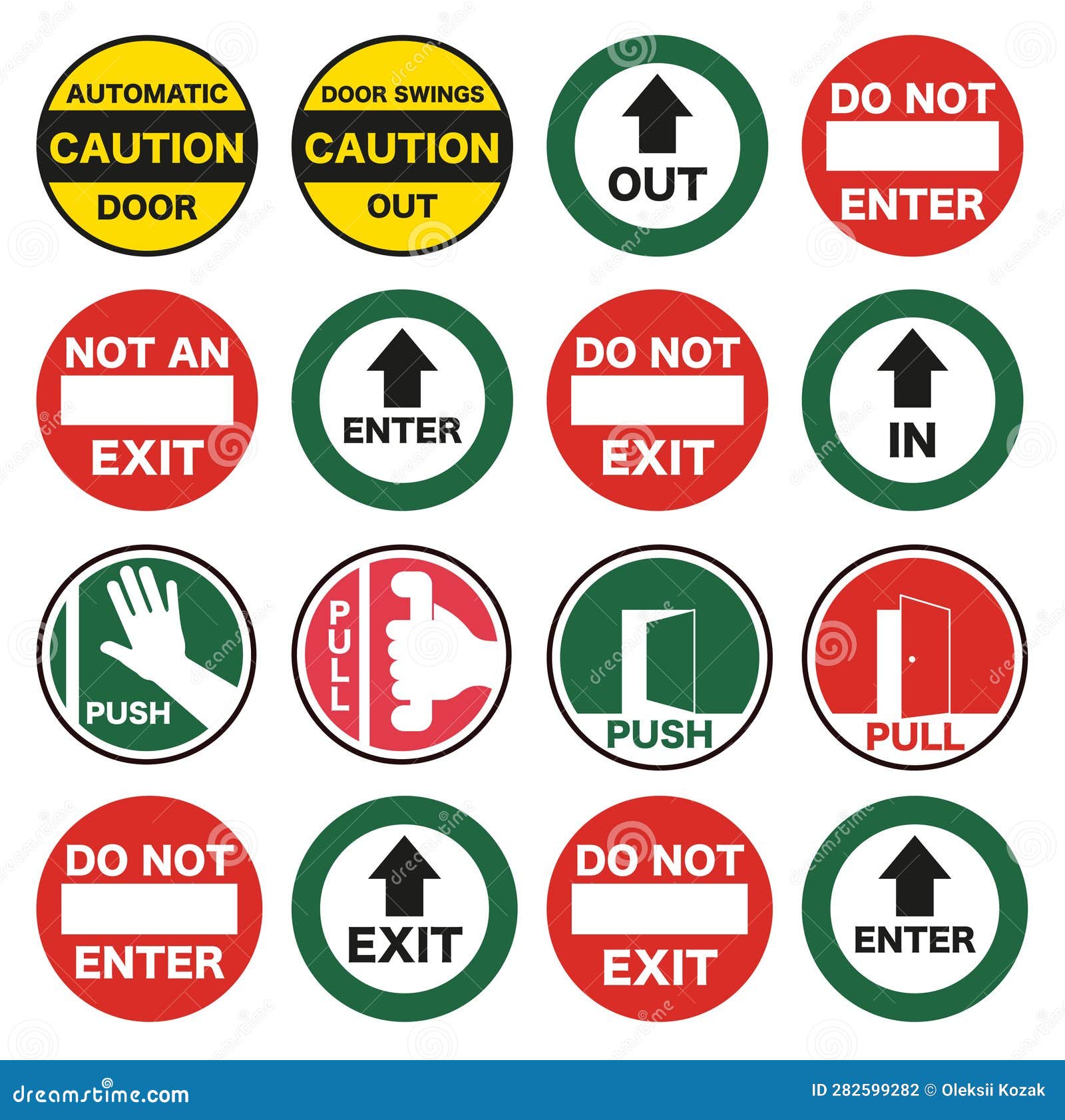 Push and Pull To Open Door Plates. Background Sticker Stock Vector ...