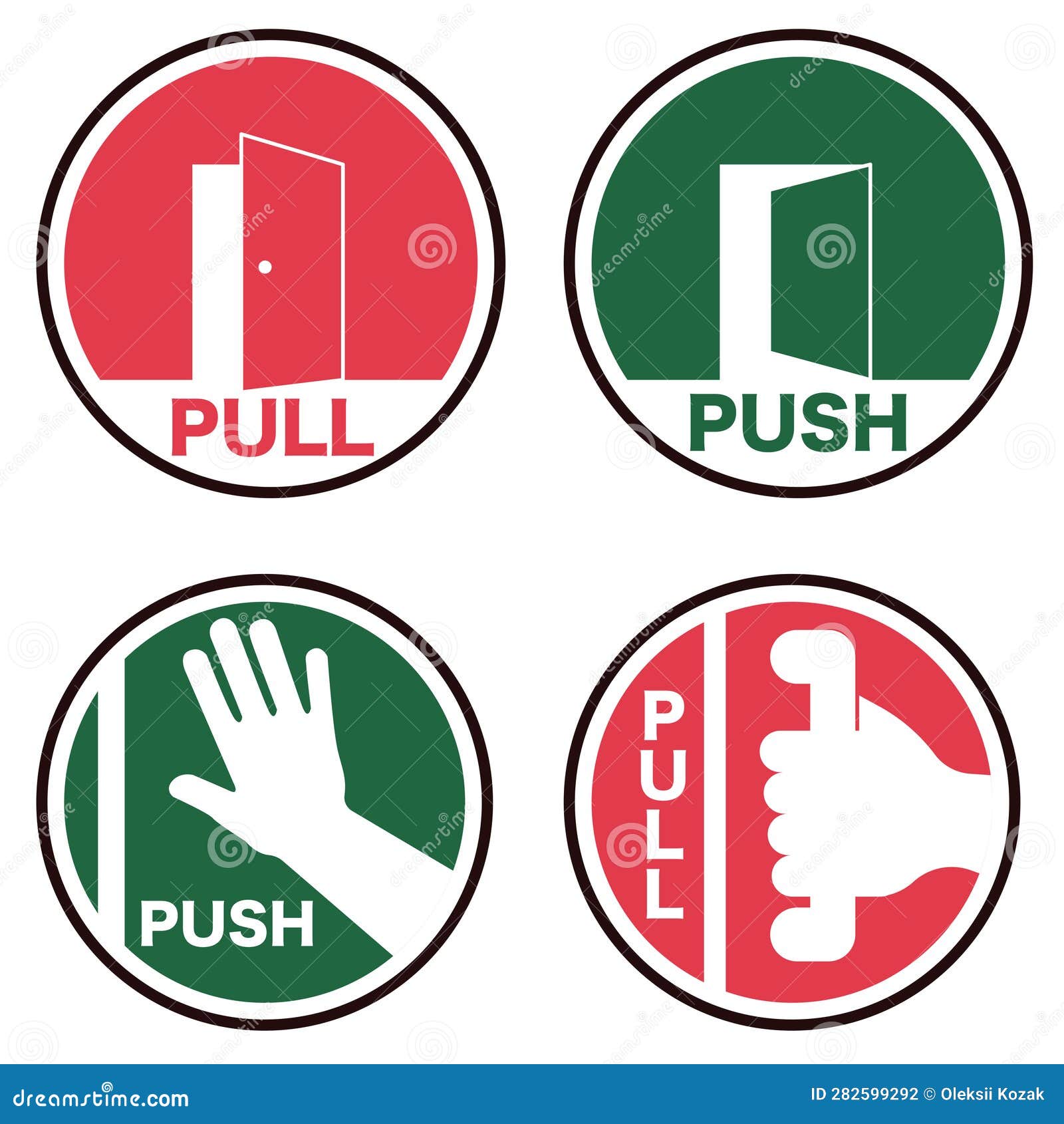 Push and Pull To Open Door Plates. Background Sticker Stock Vector ...