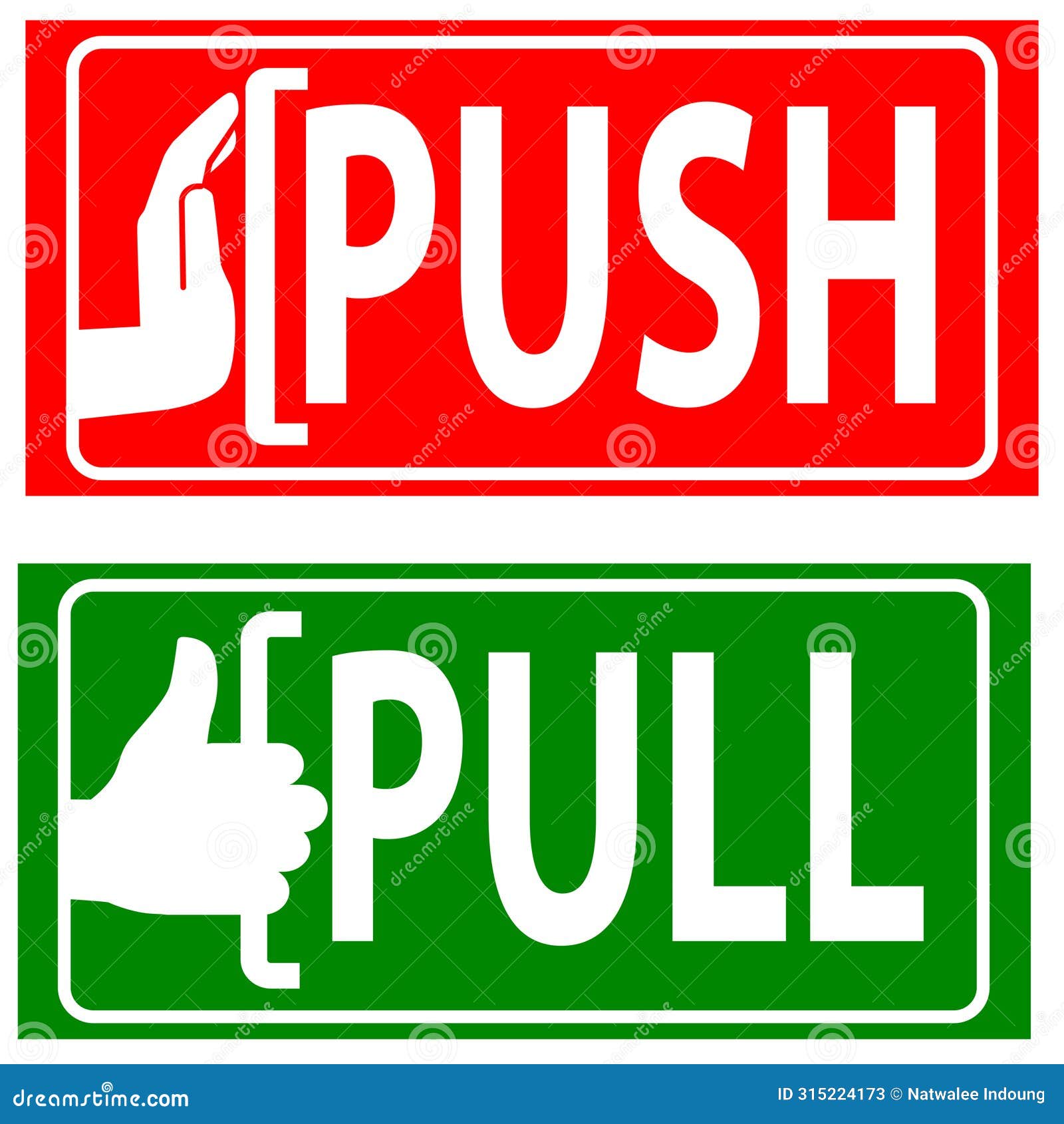Push and Pull To Open Door Signs. Vector Stock Illustration ...