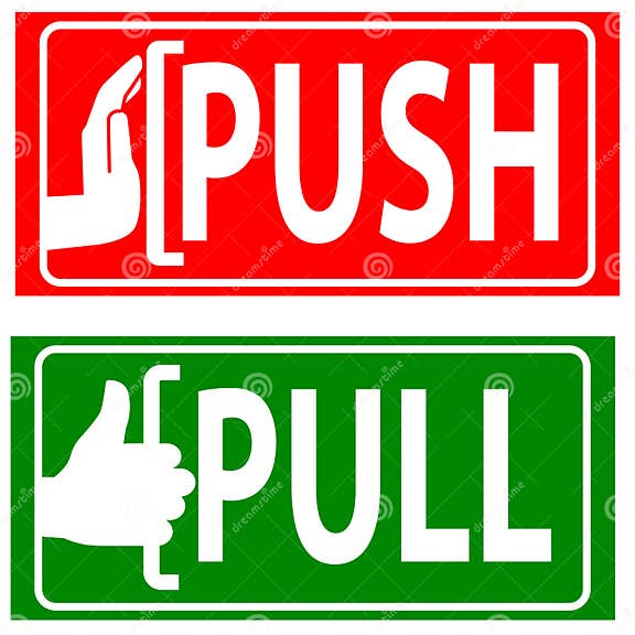 Push and Pull To Open Door Signs. Vector Stock Illustration ...
