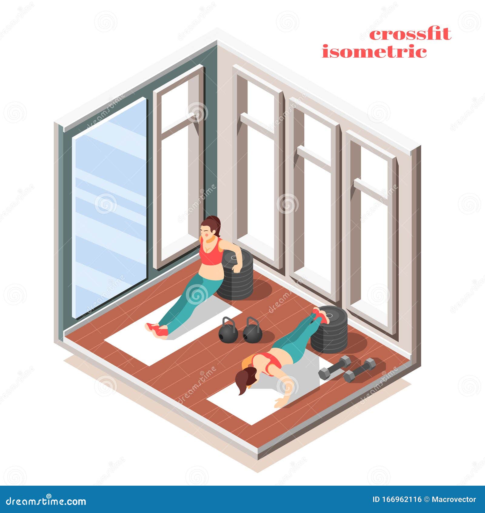 Fitness Workout Isometric Composition Stock Vector - Illustration of ...