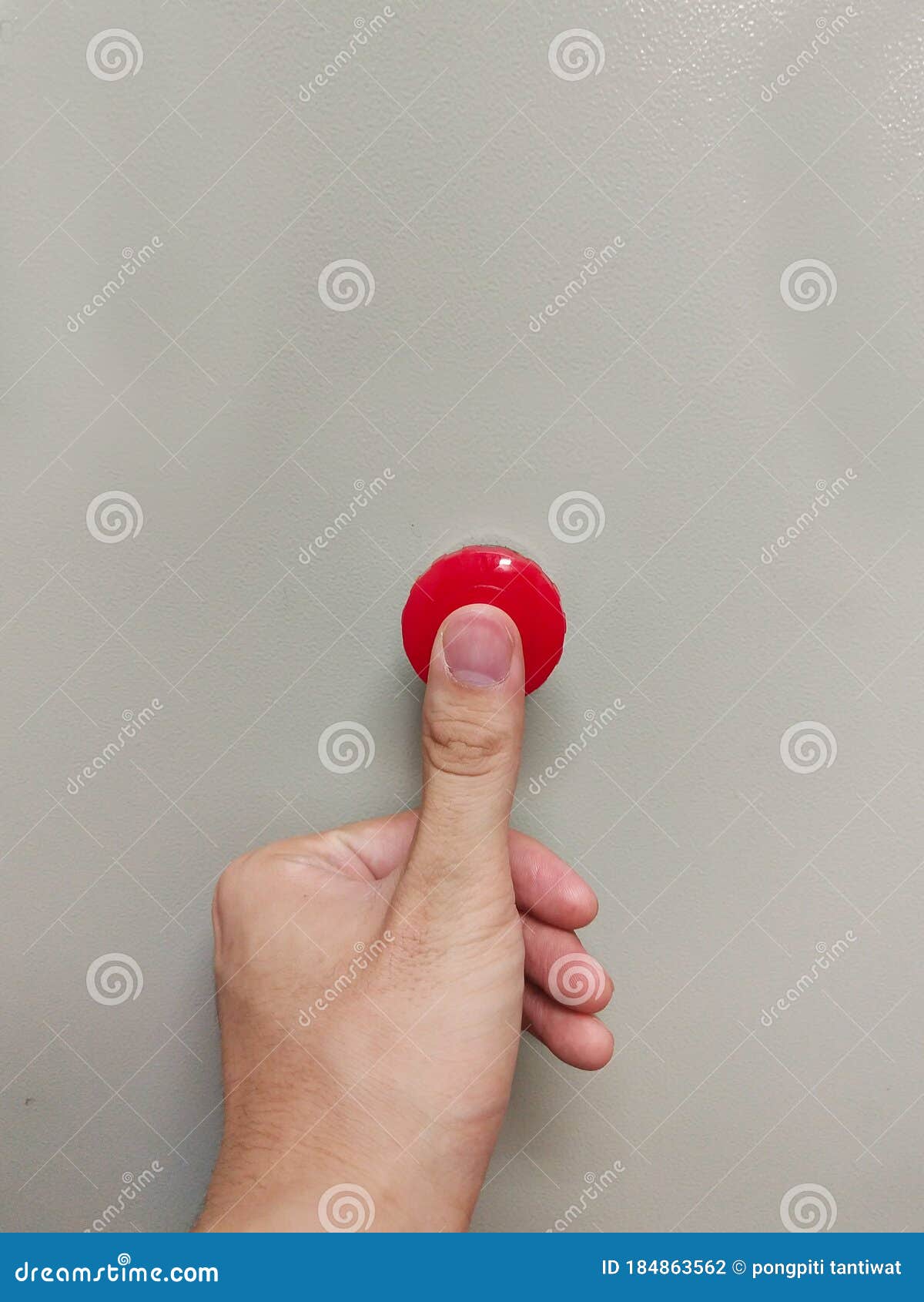 Push the red button stock photo. Image of skin, limb - 184863562