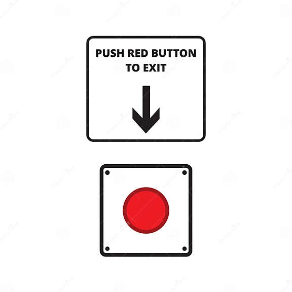 Push Red Button To Exit Door Banner with Red Button Symbol Stock Vector ...