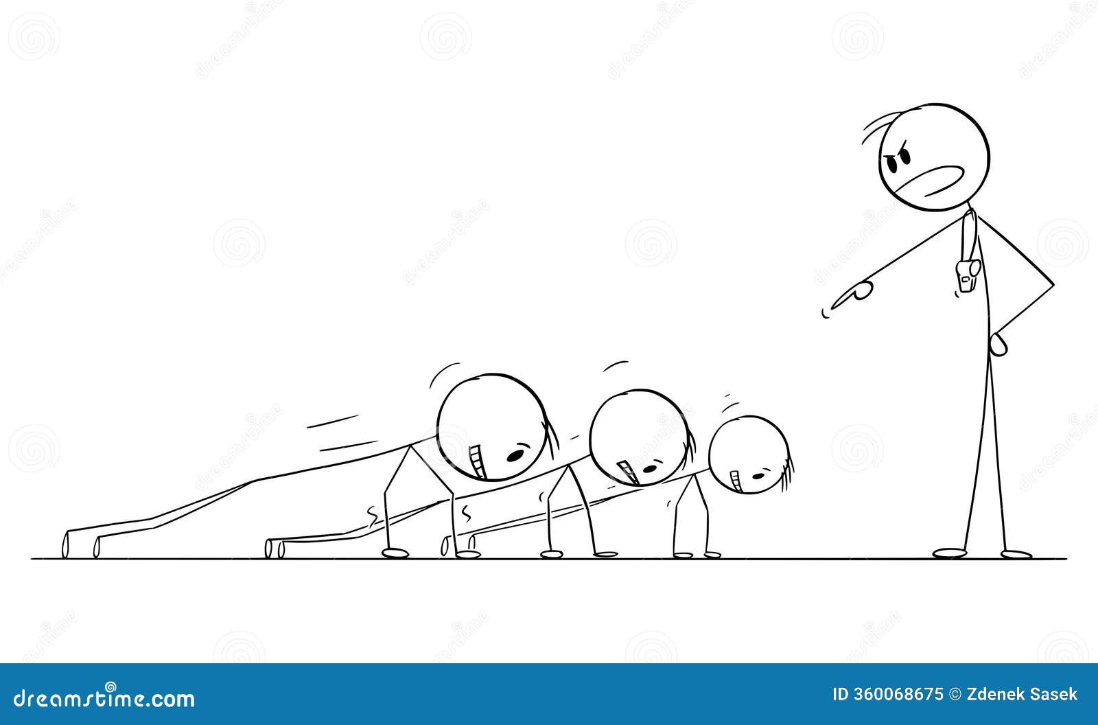 Push-up Training , Vector Cartoon Stick Figure Illustration Stock ...