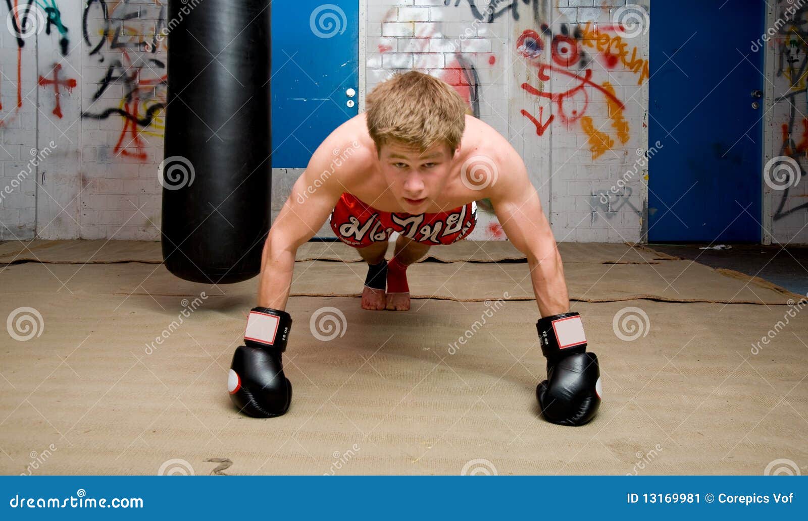 Push-ups stock image. Image of boxer, combat, caucasian - 13169981