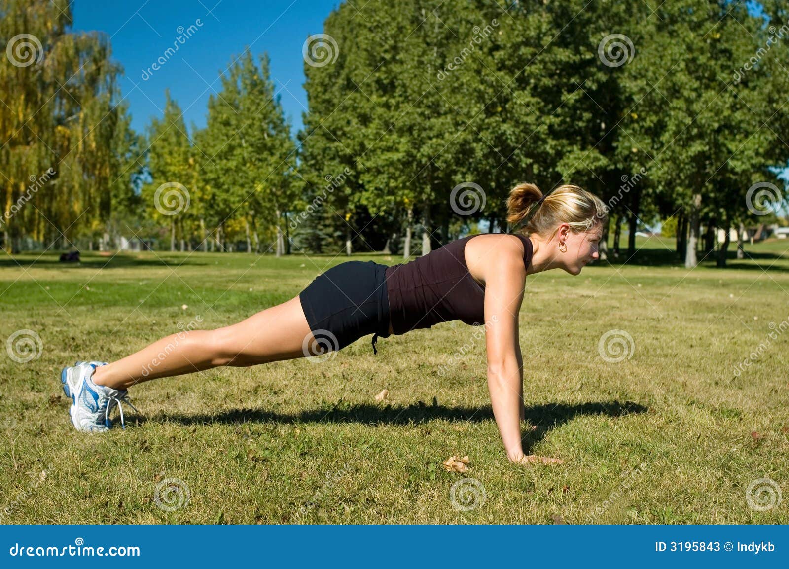 Push ups stock image. Image of park, pushup, tanktop, brunette - 3195843