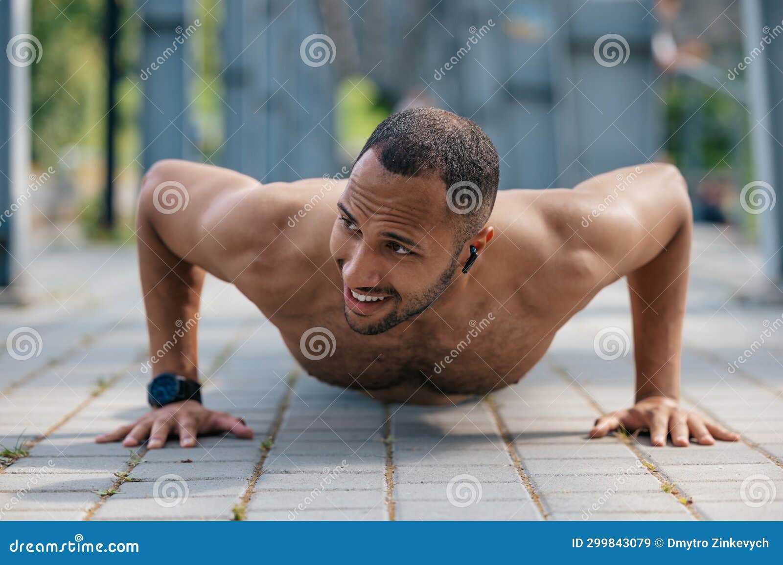 Strong Muscular Handsome Man Doing Push Ups Stock Image - Image of ...