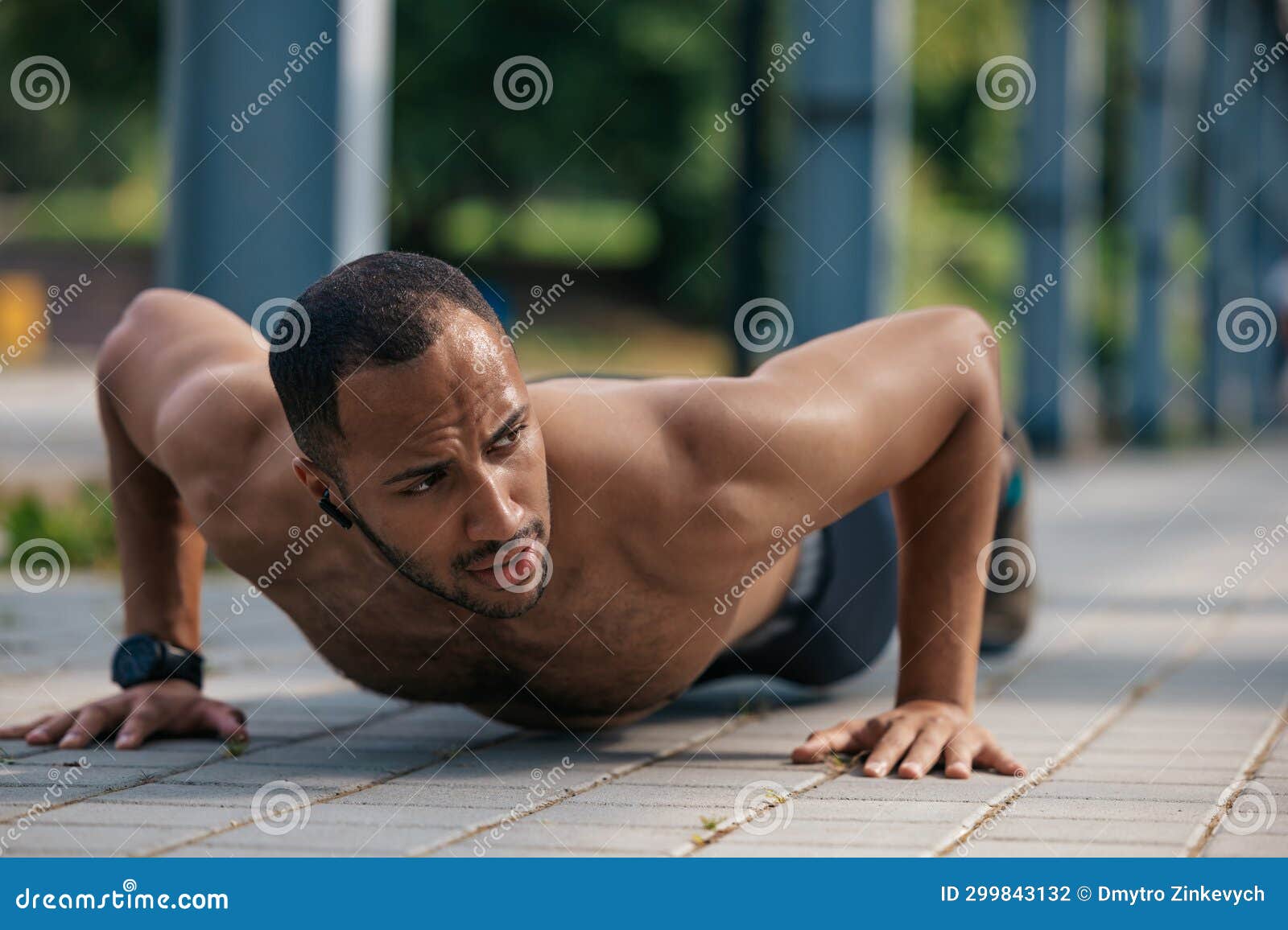 Strong Muscular Handsome Man Doing Push Ups Stock Photo - Image of ...