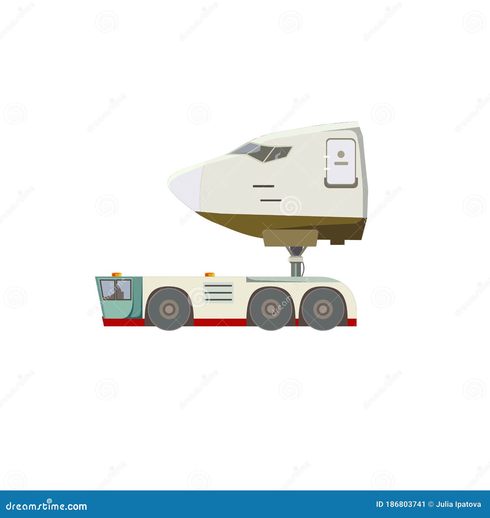 Pushback Tug With The Head Of Airplane On White Isolated Background ...