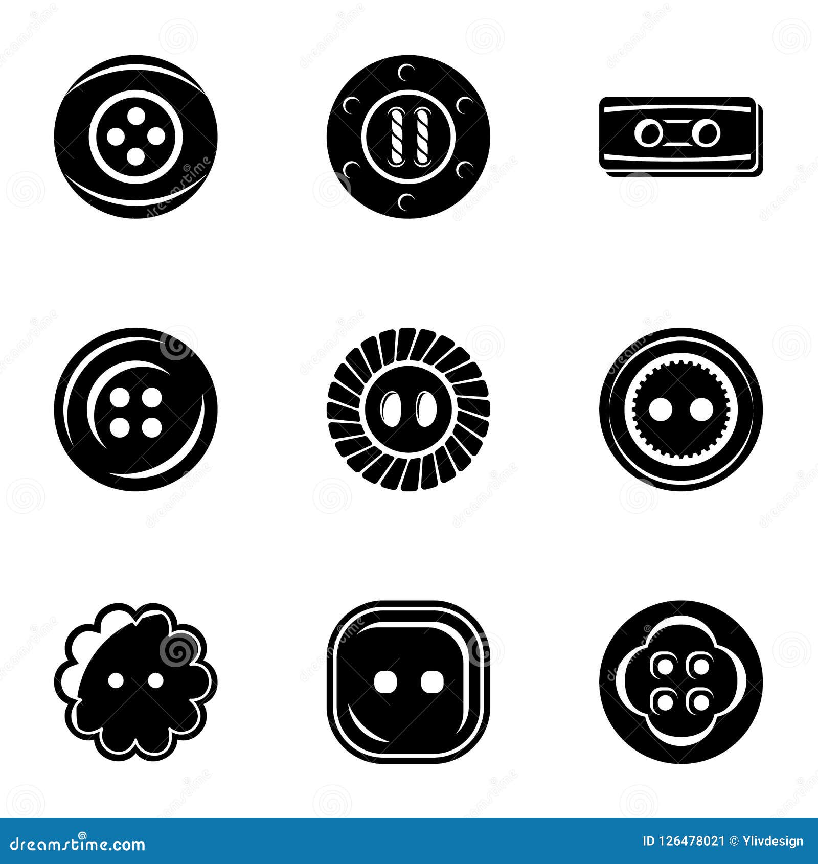 Pushbutton Icons Set, Simple Style Stock Vector - Illustration of icons ...