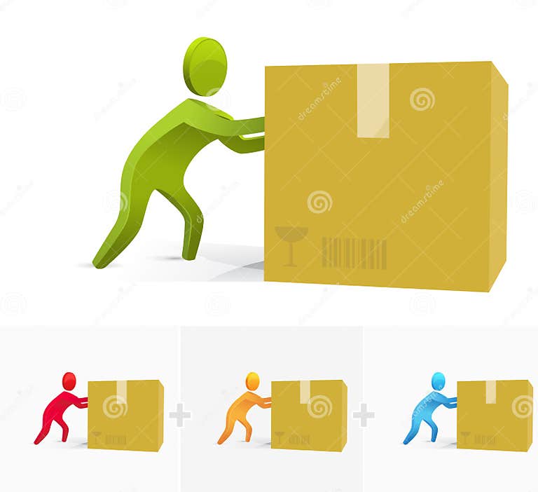 Pushing the box stock vector. Illustration of service - 16627595