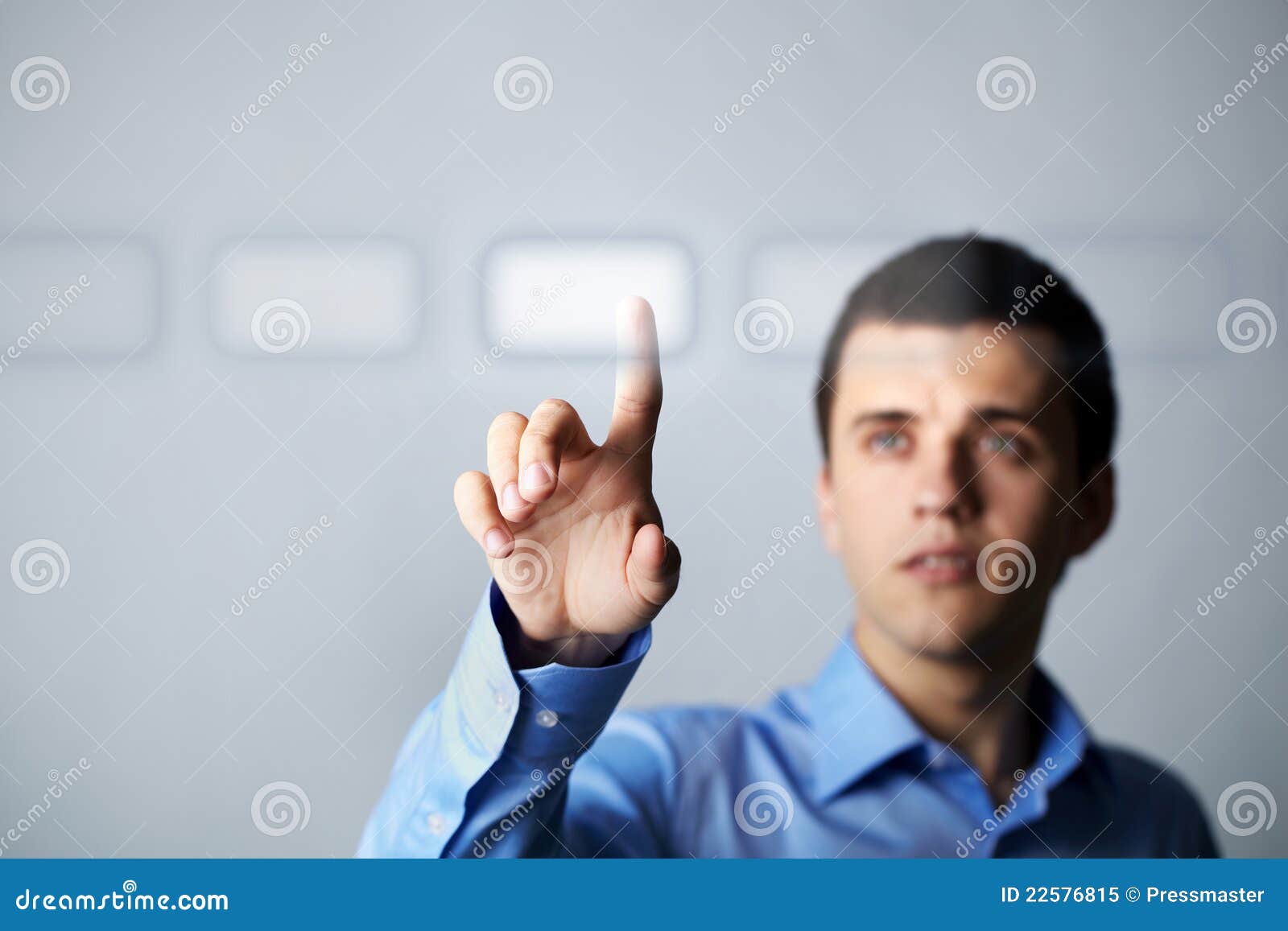 Pushing button stock image. Image of business, isolation - 22576815