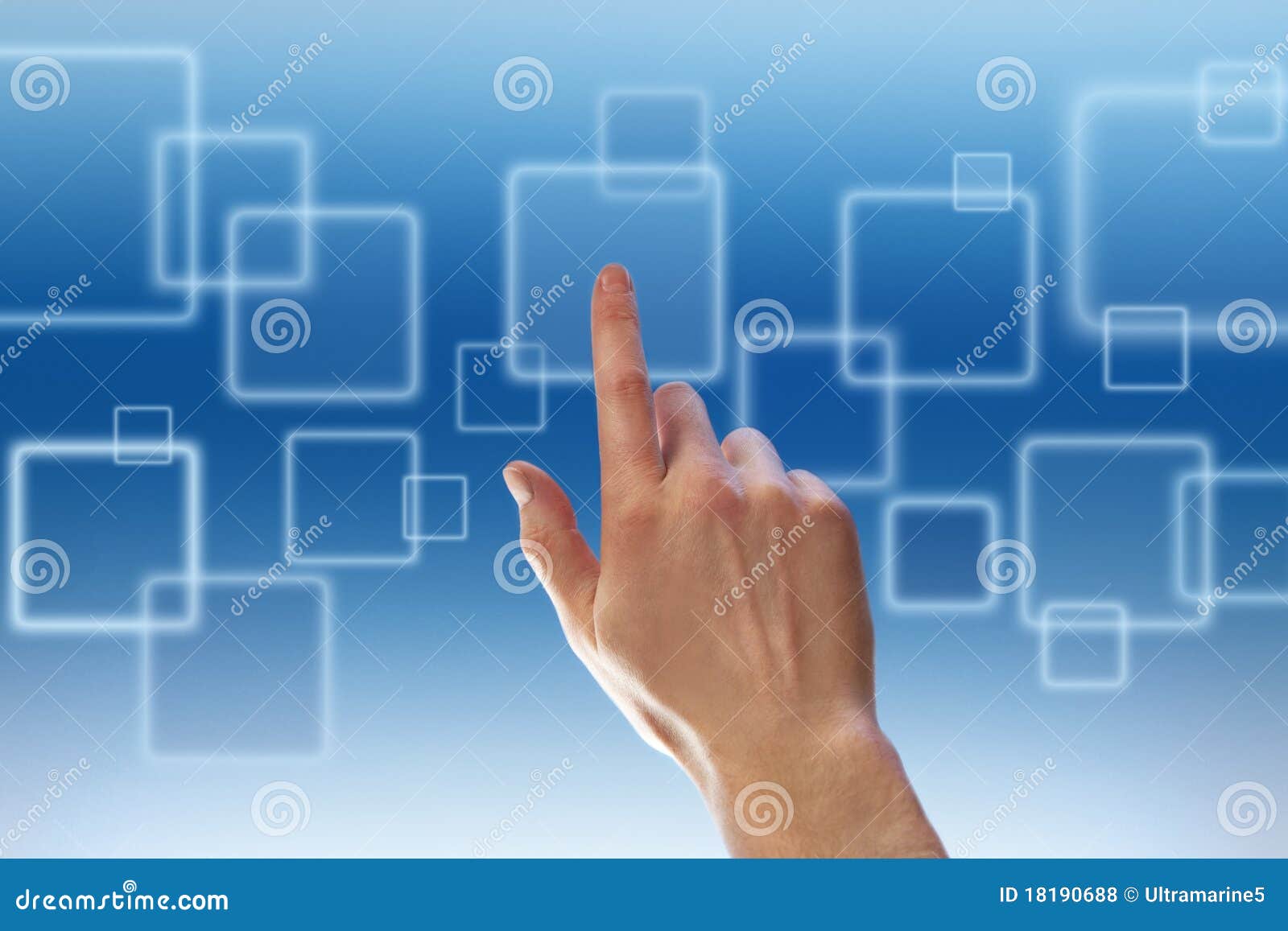 Pushing a Button on Touch Screen Stock Photo - Image of cyberspace ...