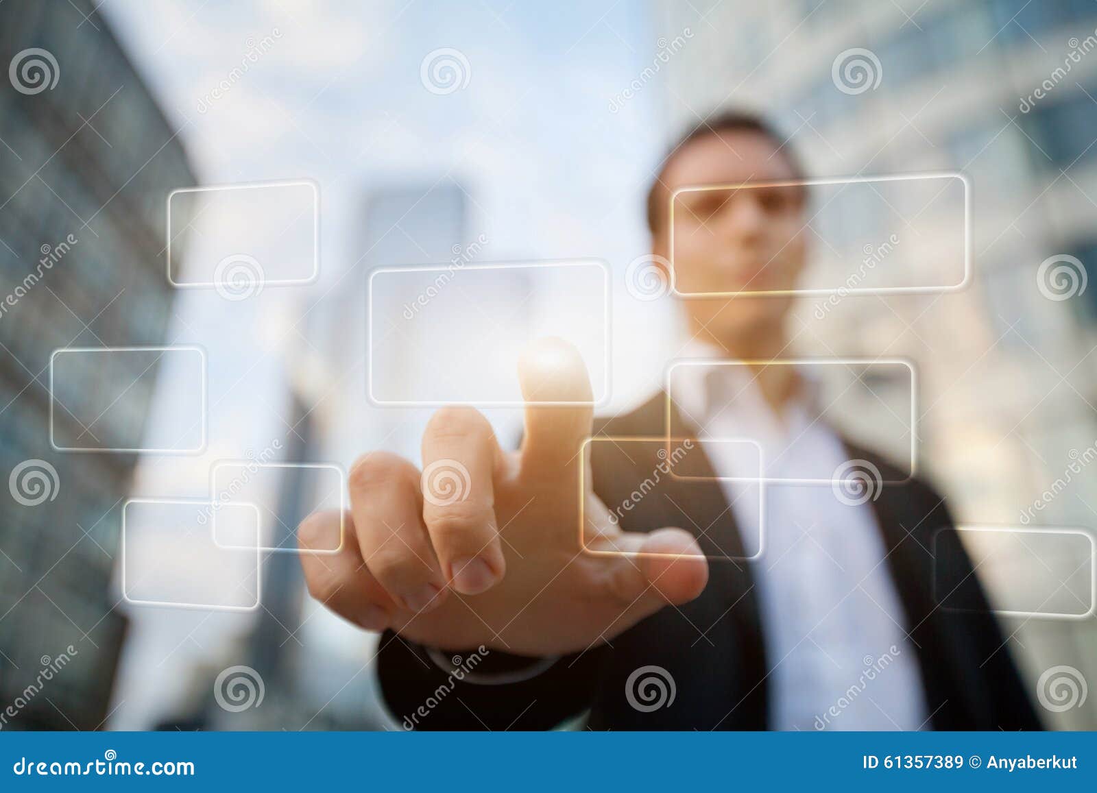 Pushing Button on a Touch Screen Interface Stock Image - Image of high ...