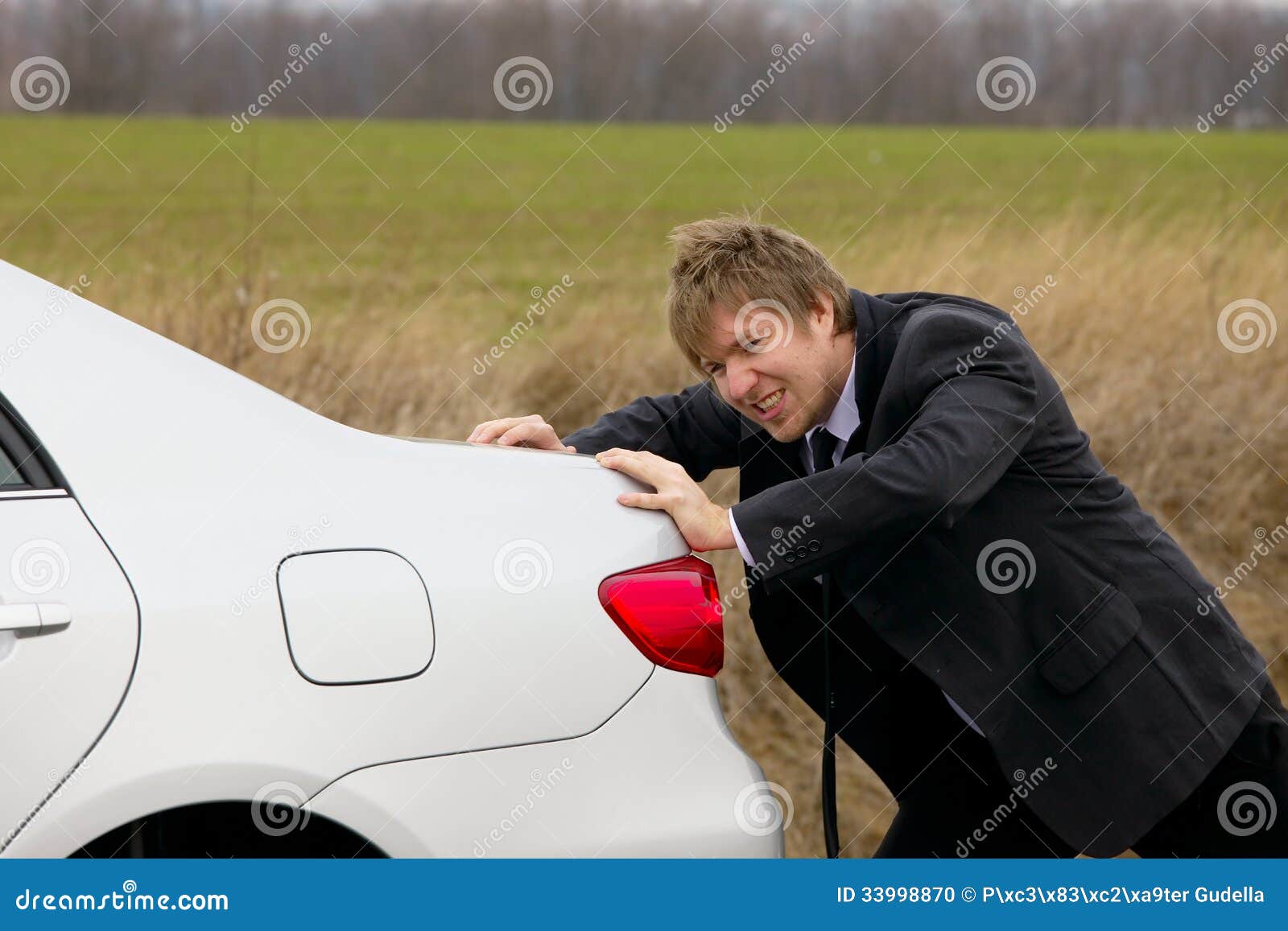 Pushing car stock photo. Image of difficult, problem - 33998870
