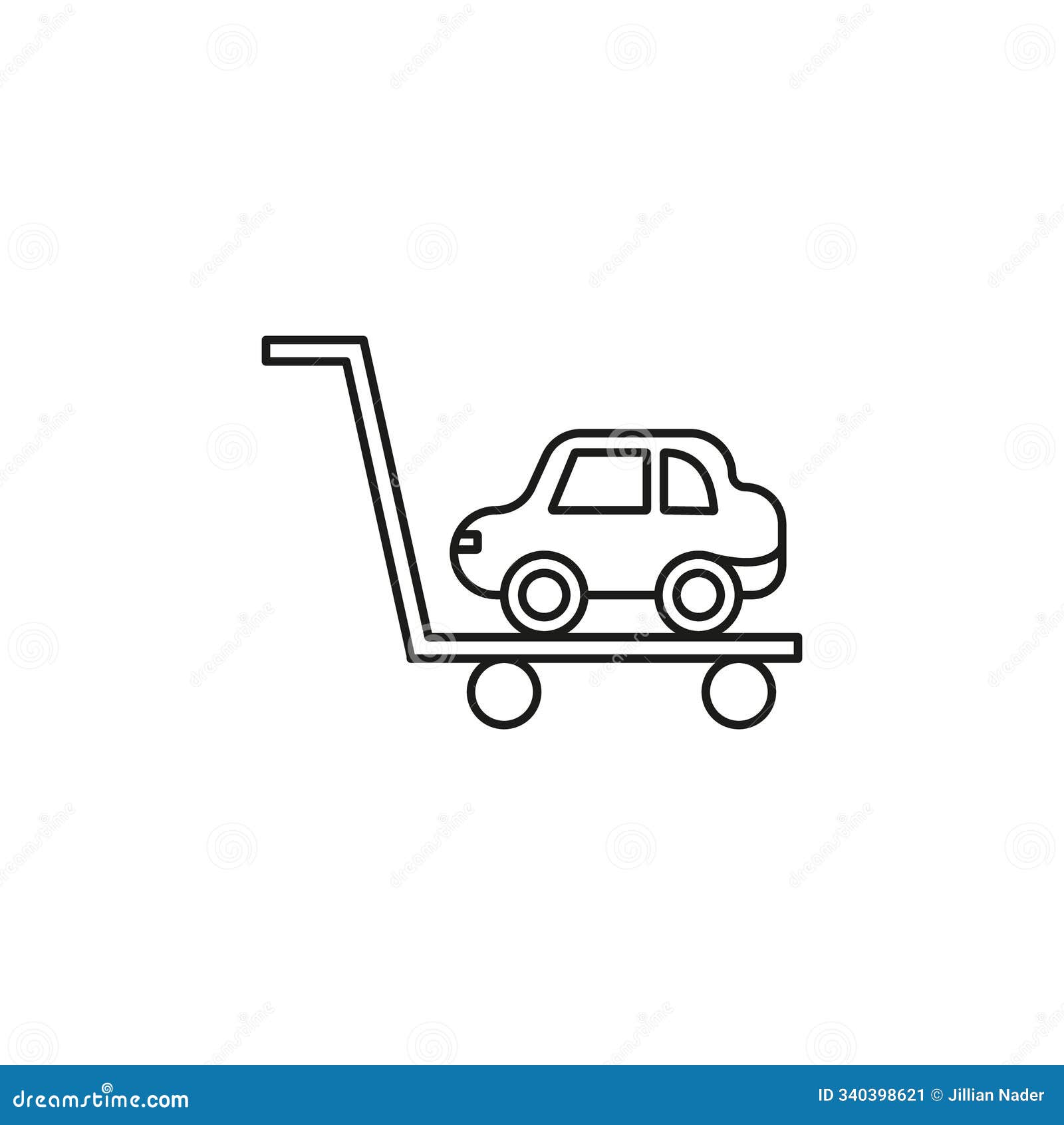Pushing Car Icon Flat Line Symbol Set Stock Illustration - Illustration ...