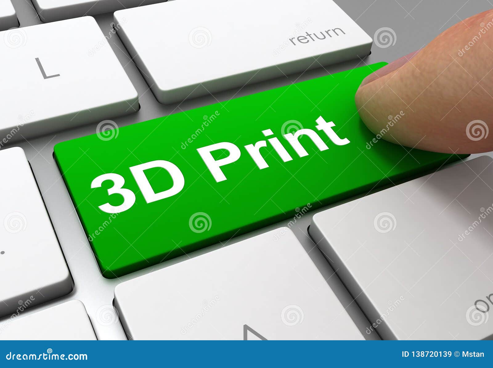 3d Print Button Concept 3d Illustration Stock Illustration ...