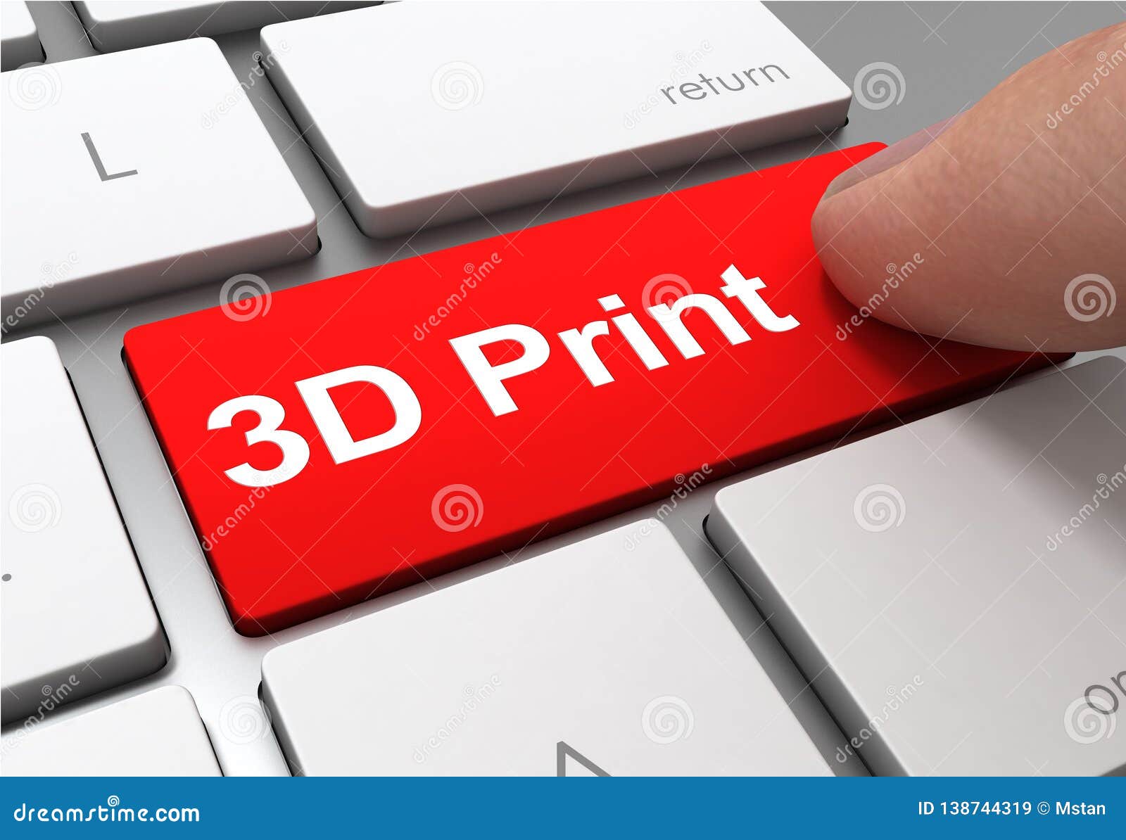 3d Print Button Concept 3d Illustration Stock Illustration ...