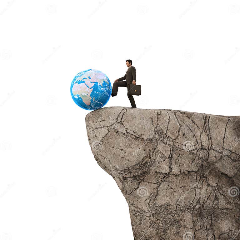 Pushing Earth of a cliff stock illustration. Illustration of disaster ...