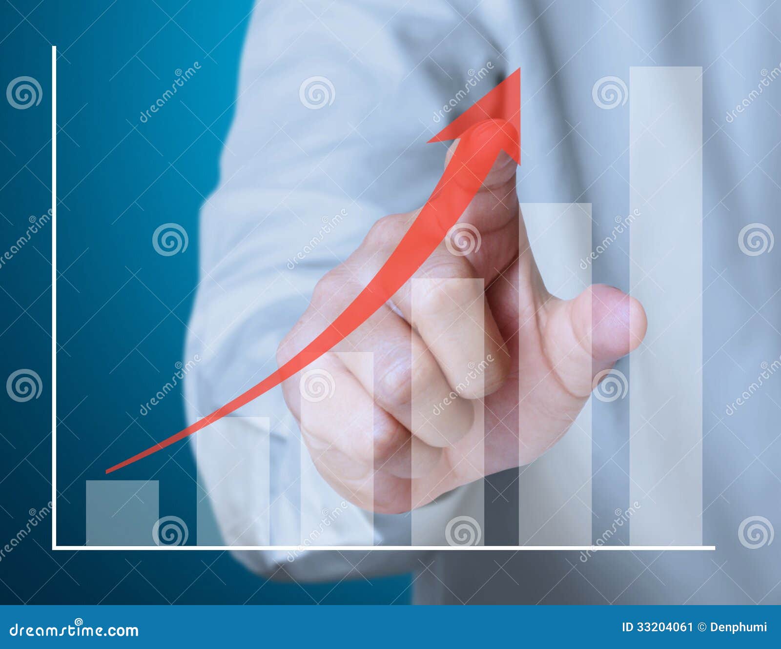 Pushing the graph stock illustration. Illustration of growth - 33204061