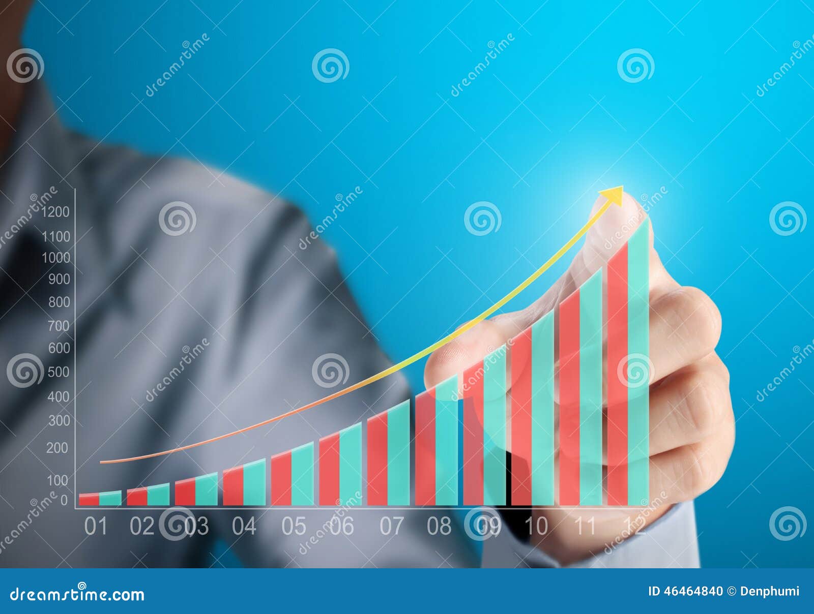 Pushing the graph stock illustration. Illustration of accounting - 46464840
