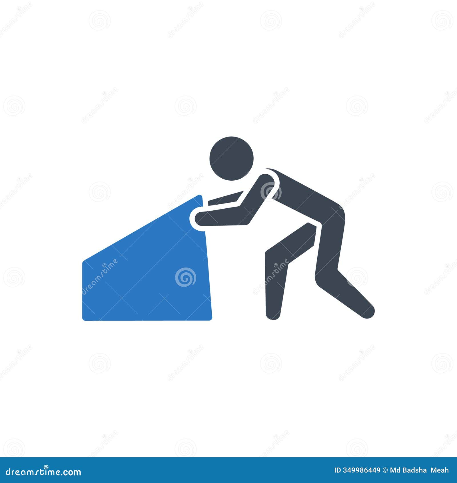 Pushing Heavy Object on Slope Icon Stock Illustration - Illustration of ...