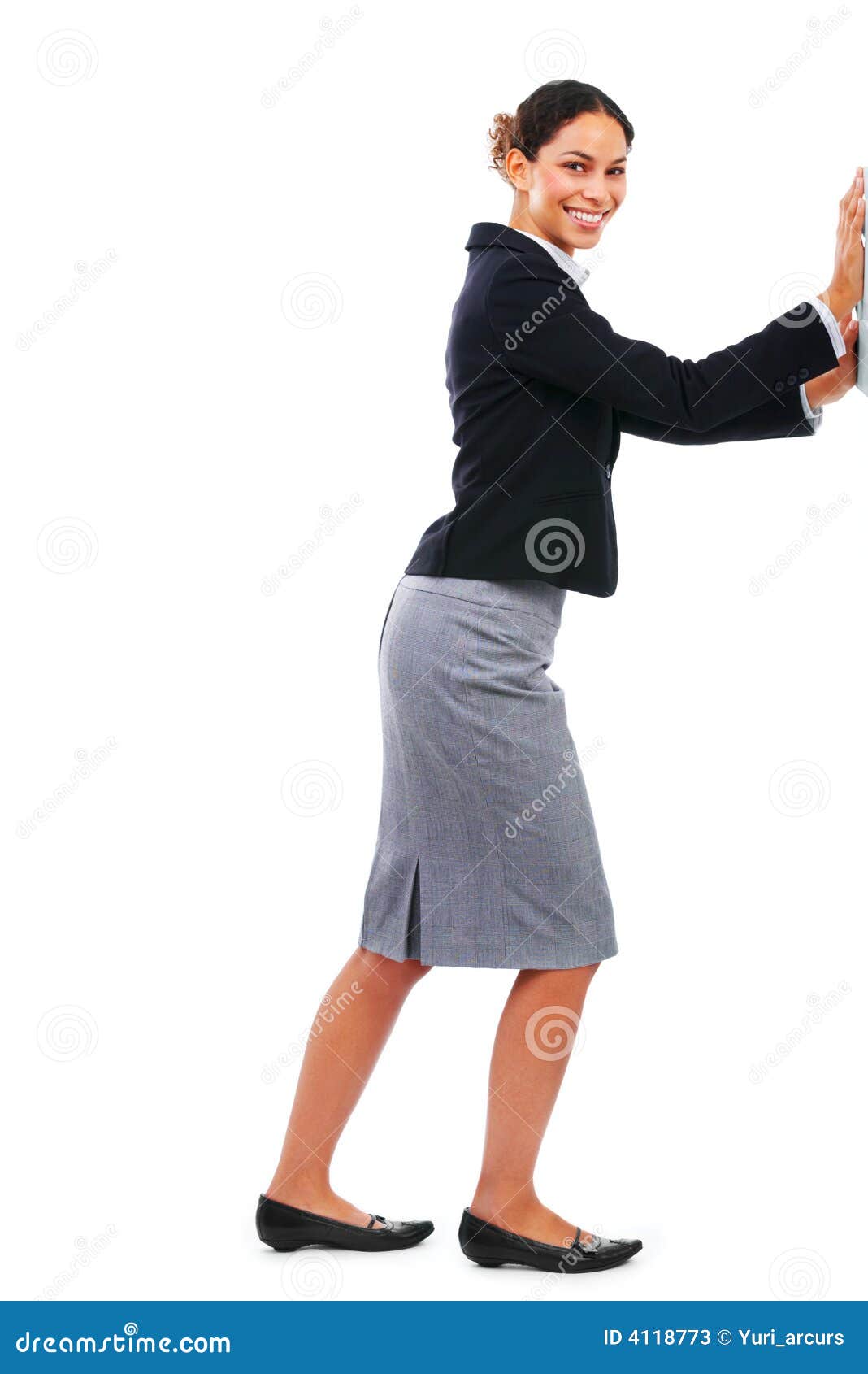 Pushing or Leaning Against. Stock Image - Image of american, business ...