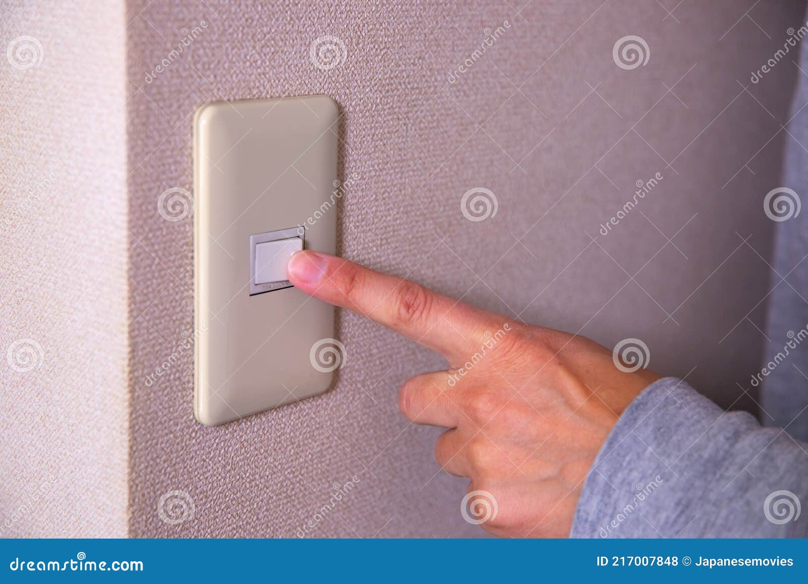 Light Switch Pushing by Male Hand Daytime Closeup Stock Photo - Image ...