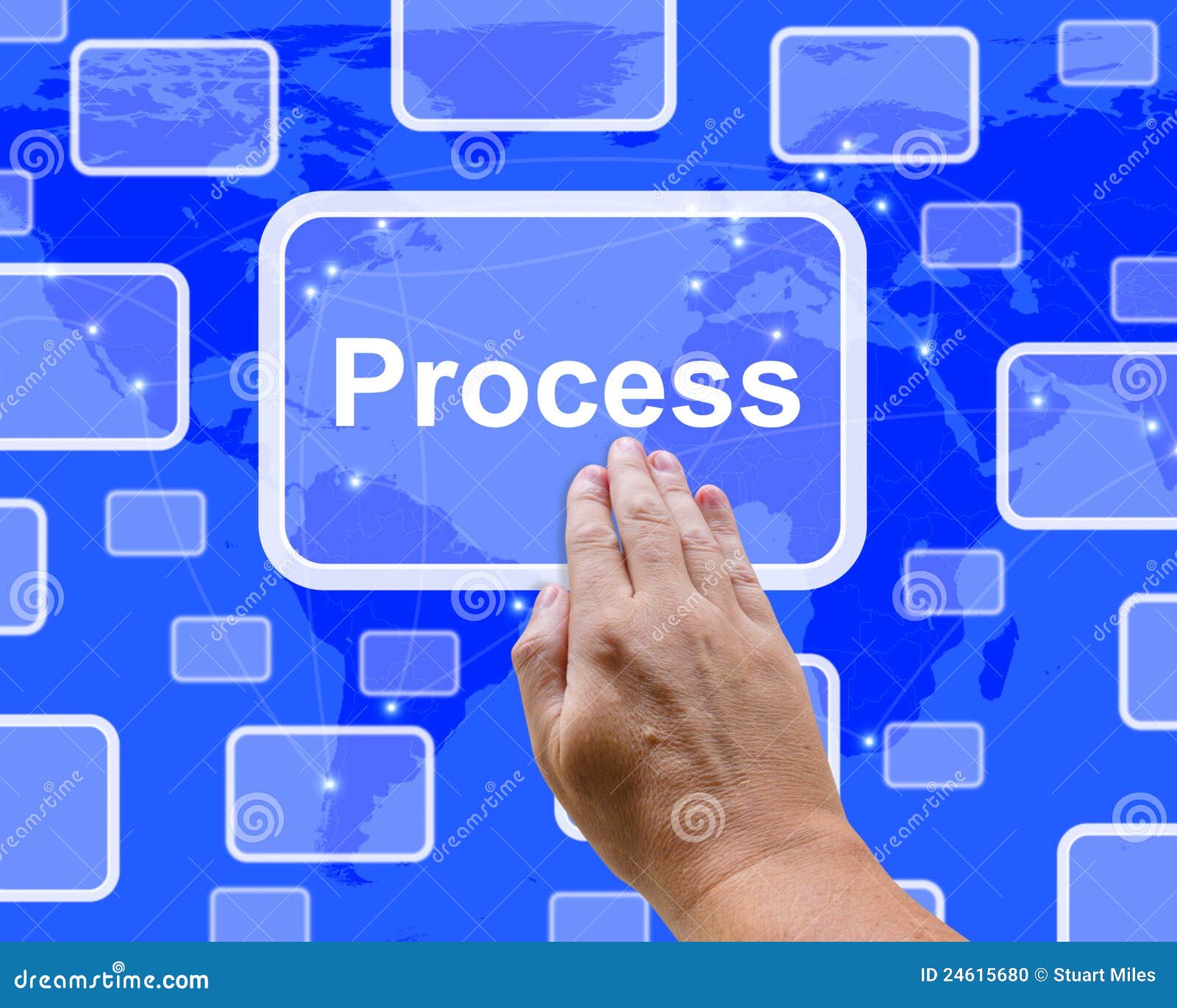 Pushing Process Button Representing Controlling Stock Illustration ...