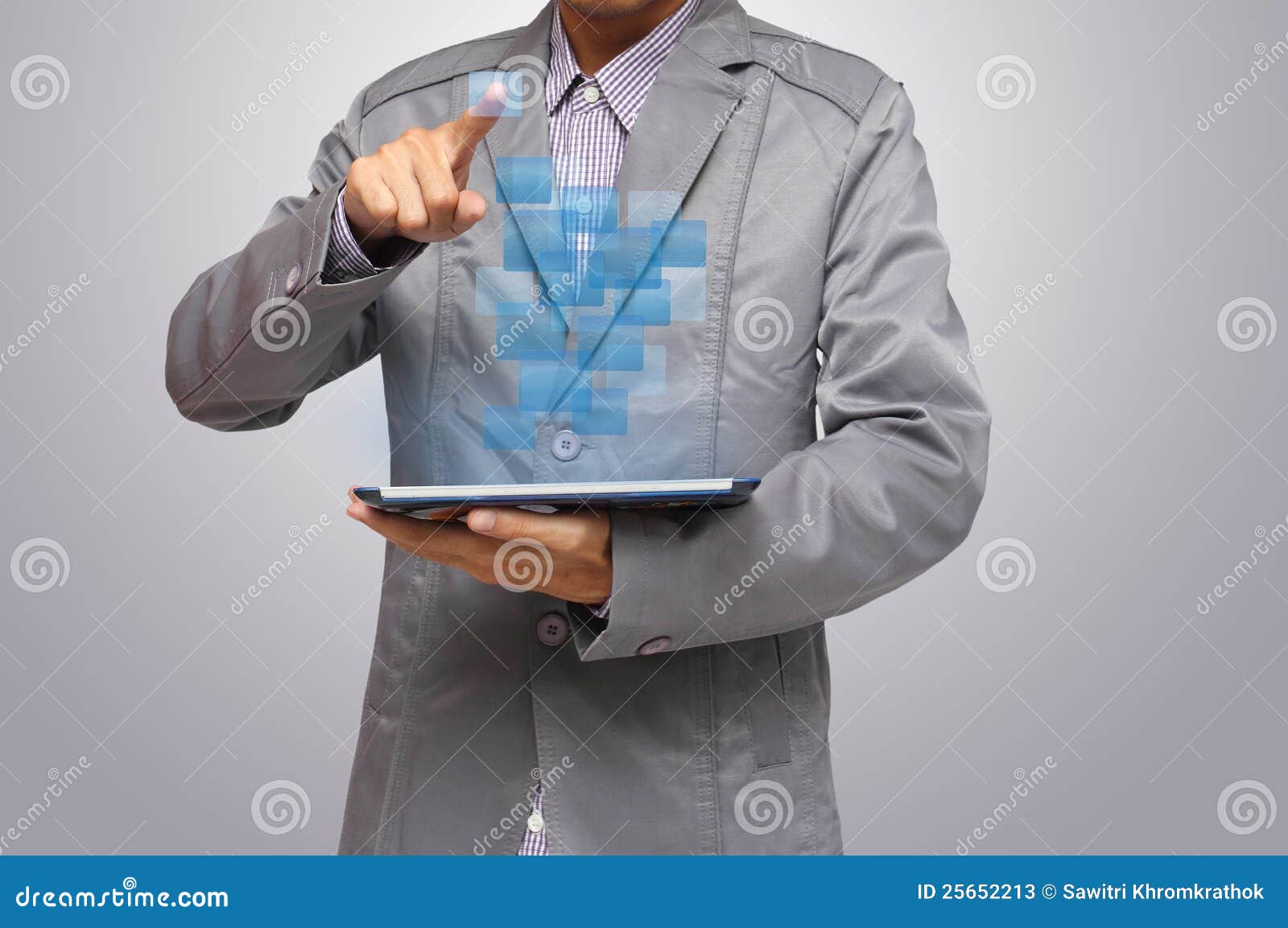 Pushing on a Touch Screen Interface Stock Illustration - Illustration ...