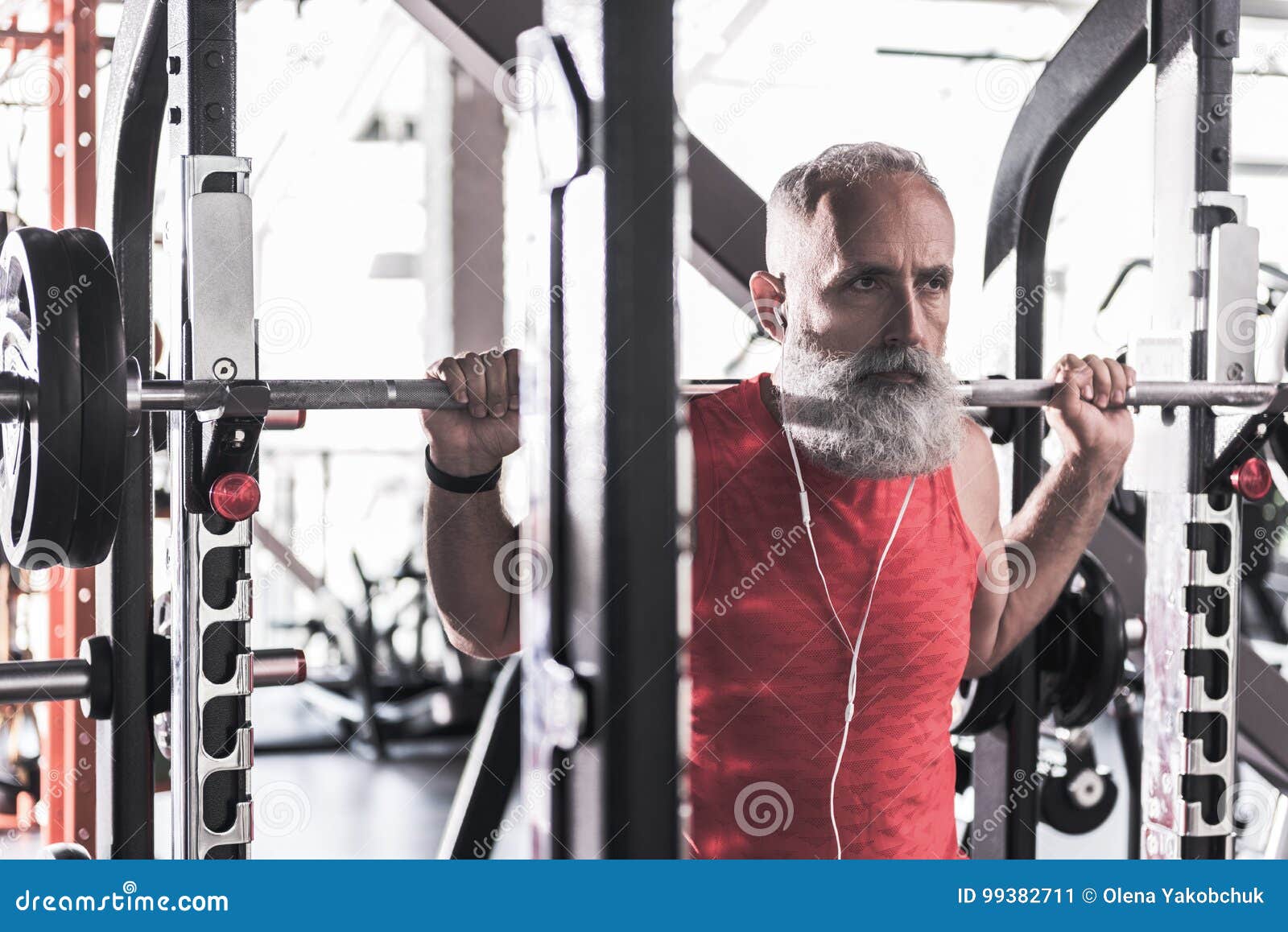 Stylish Senior Man is Doing Sport in Modern Gym Stock Image - Image of ...