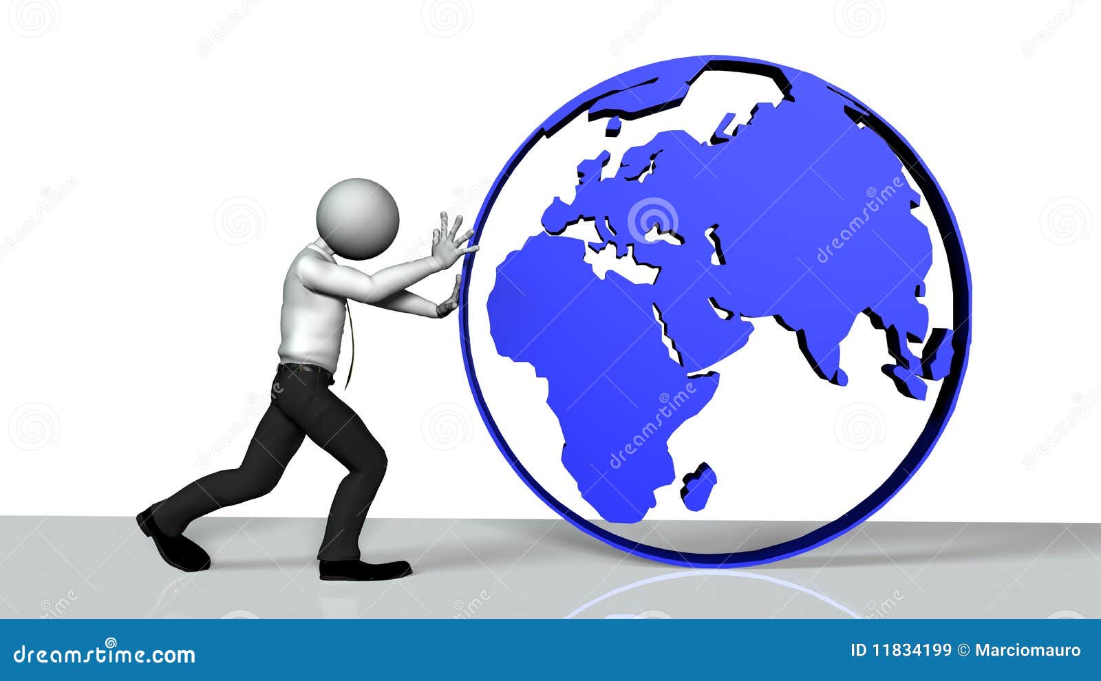 Pushing the world stock illustration. Illustration of globe - 11834199