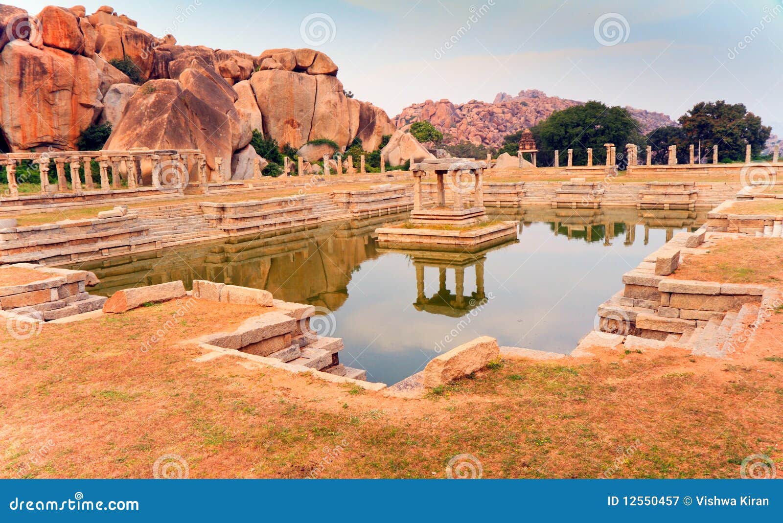 The Pushkarni, a Temple Pond at Hampi Stock Image - Image of heritage ...