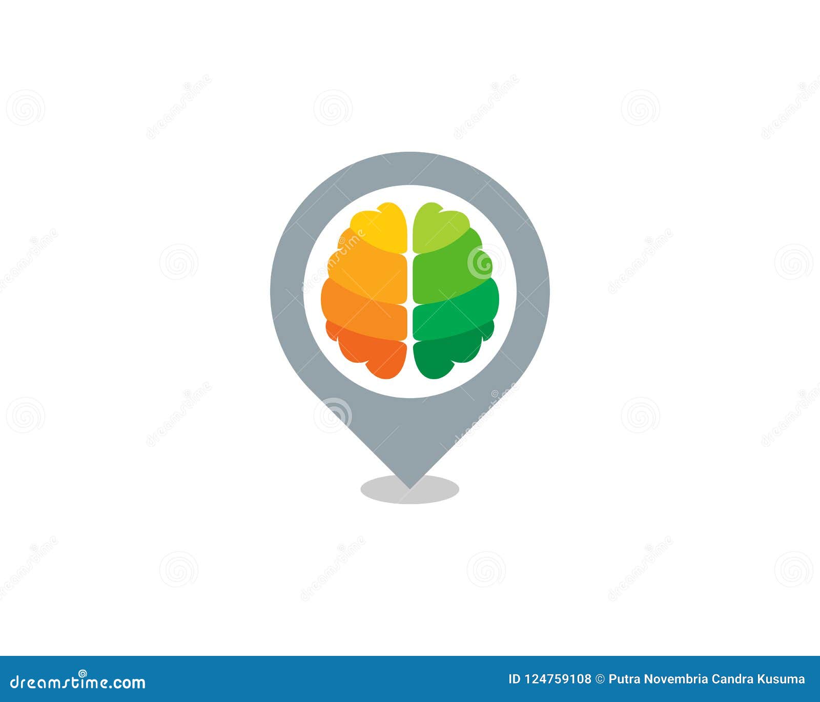 Pushpin Brain Logo Icon Design Stock Vector - Illustration of genius ...