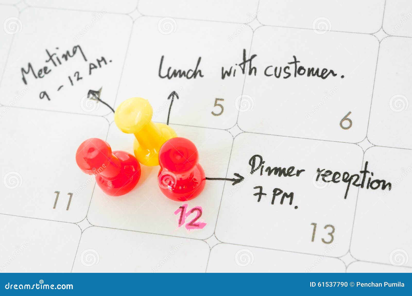Pushpin on Calendar with Busy Day. Stock Photo - Image of booked ...