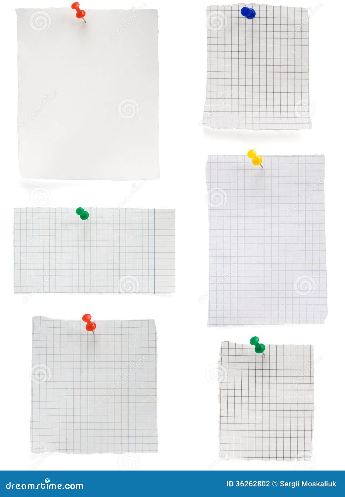 Pushpin and Checked Note Paper Stock Photo - Image of board, background ...