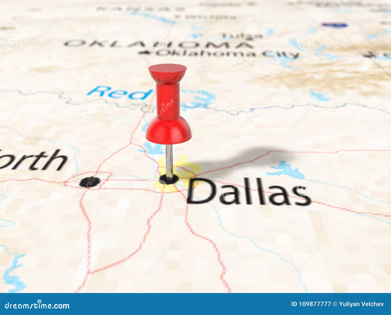 Pushpin on Dallas map stock illustration. Illustration of travel ...